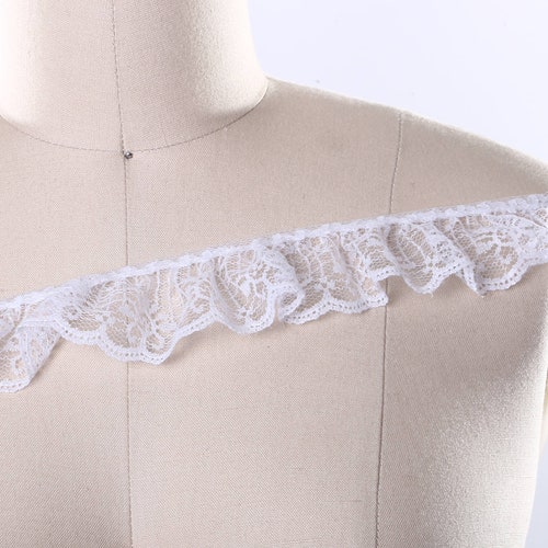 White Lace Ruffle Cutesy White Ruffled Lace Trim White | Etsy