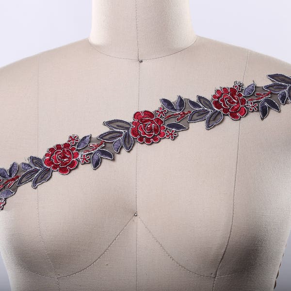 Red Lace Trim - Etsy