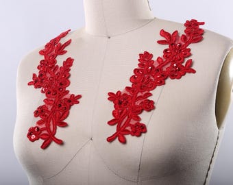 RED Lace Appliques Beaded Applique PAIR for Lyrical Dance - Etsy