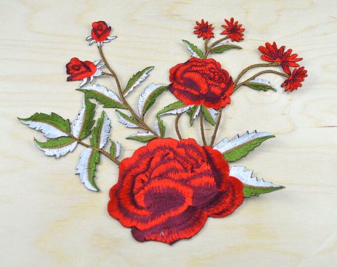 Red Rose Patches 2 PIECES Embroidery Patches Classically | Etsy