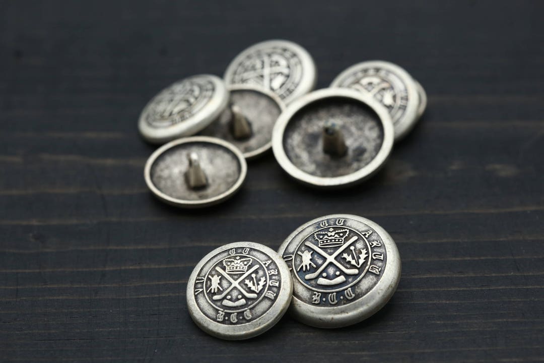 Silver Coat Button 4 PIECES Silver Metal Button/ Silver Button/ Shank ...