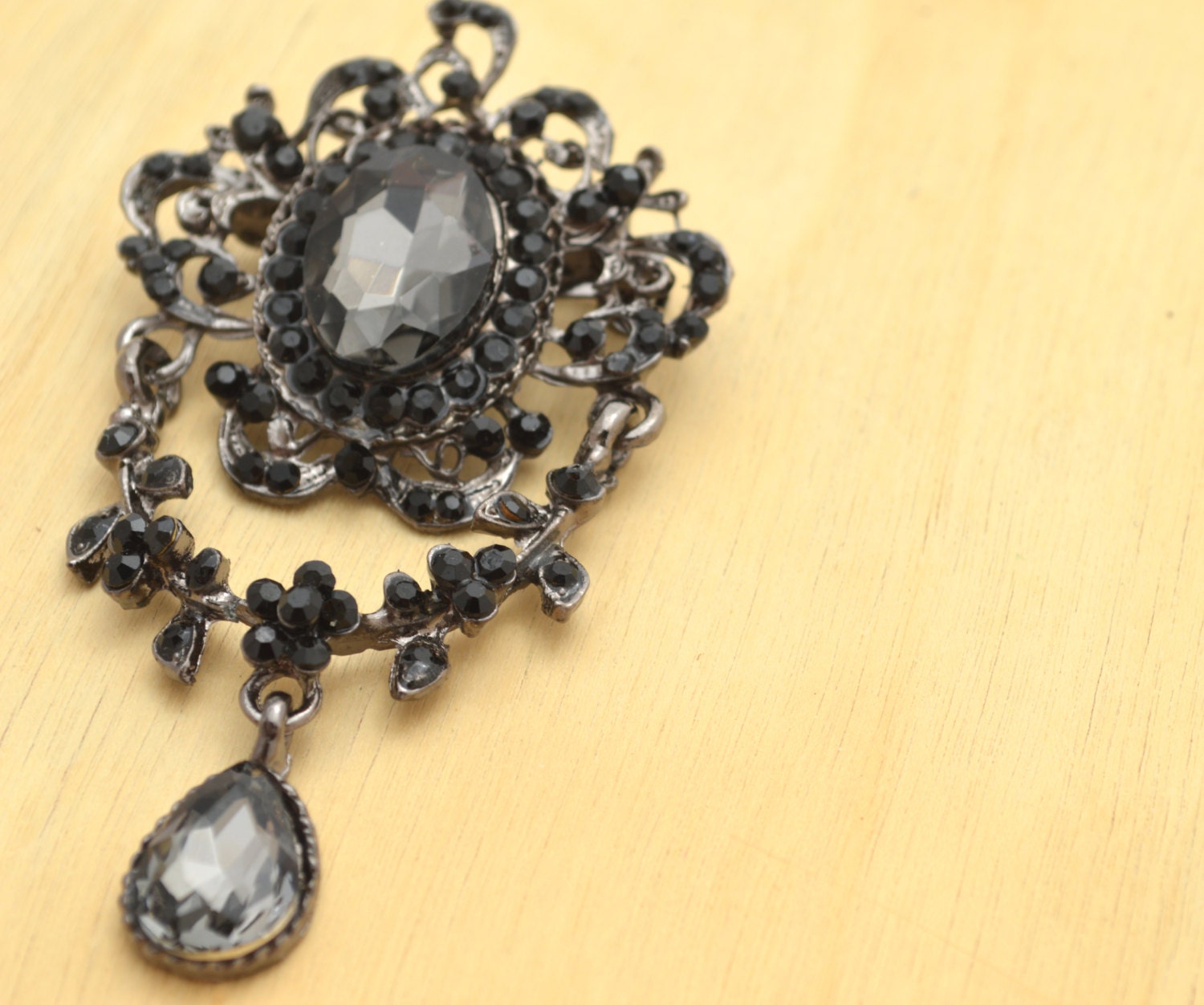 Camile's Gothic Brooch With Dark Rhinestones. Dangeling - Etsy