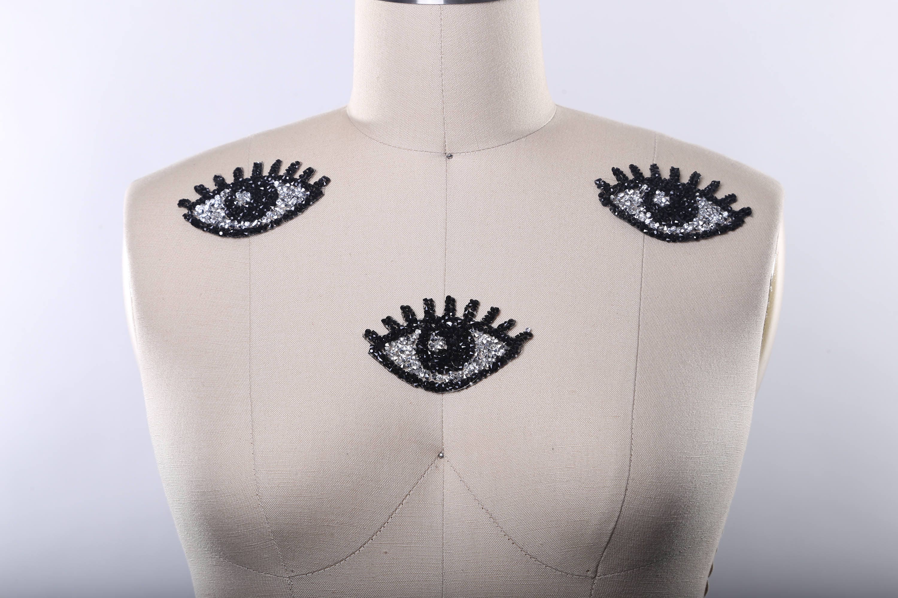 Beaded Eye Patch/ Eye Ball Patch / Silver and Black Eye Patch | Etsy