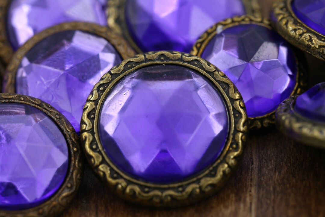 Purple Crystal Shank Buttons: Bronze Backing, 15mm (4 Pcs) - Etsy