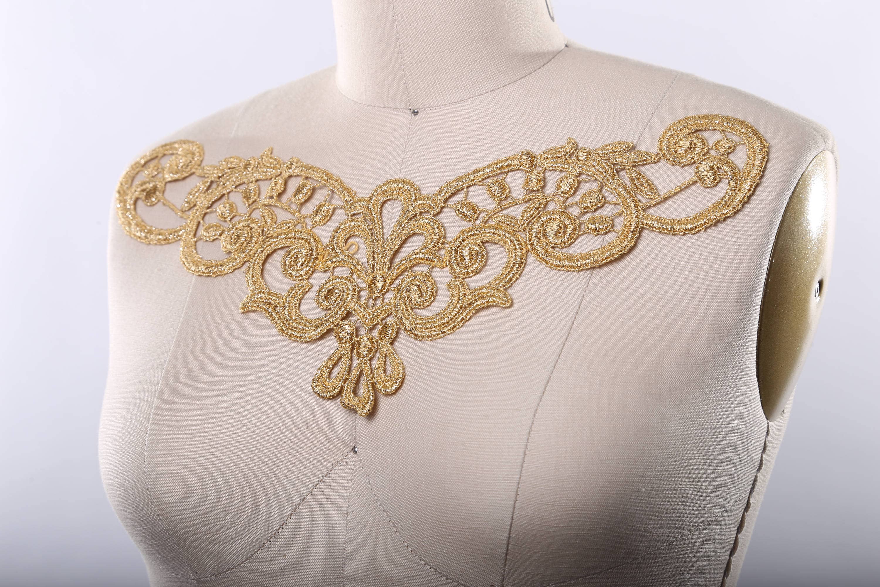 Gold Applique Gold Lace Applique Gold Collar Gold Lace Etsy