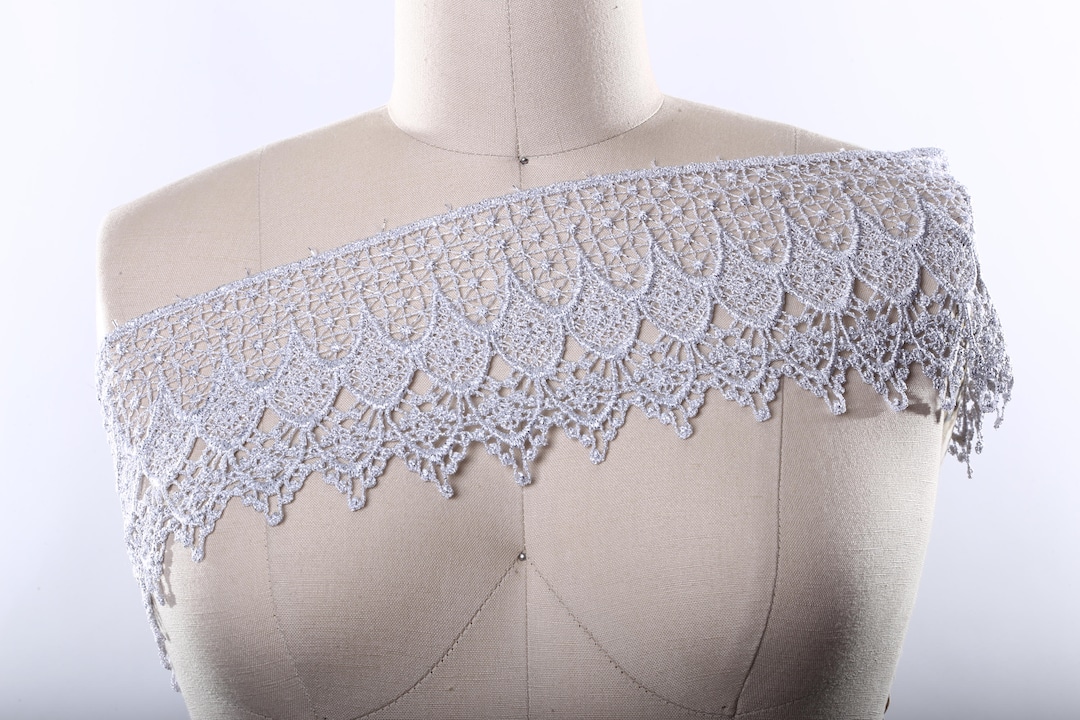 Silver Venice Lace Trim/ Dainty and Fine Silver Metallic Lace. Perfect ...