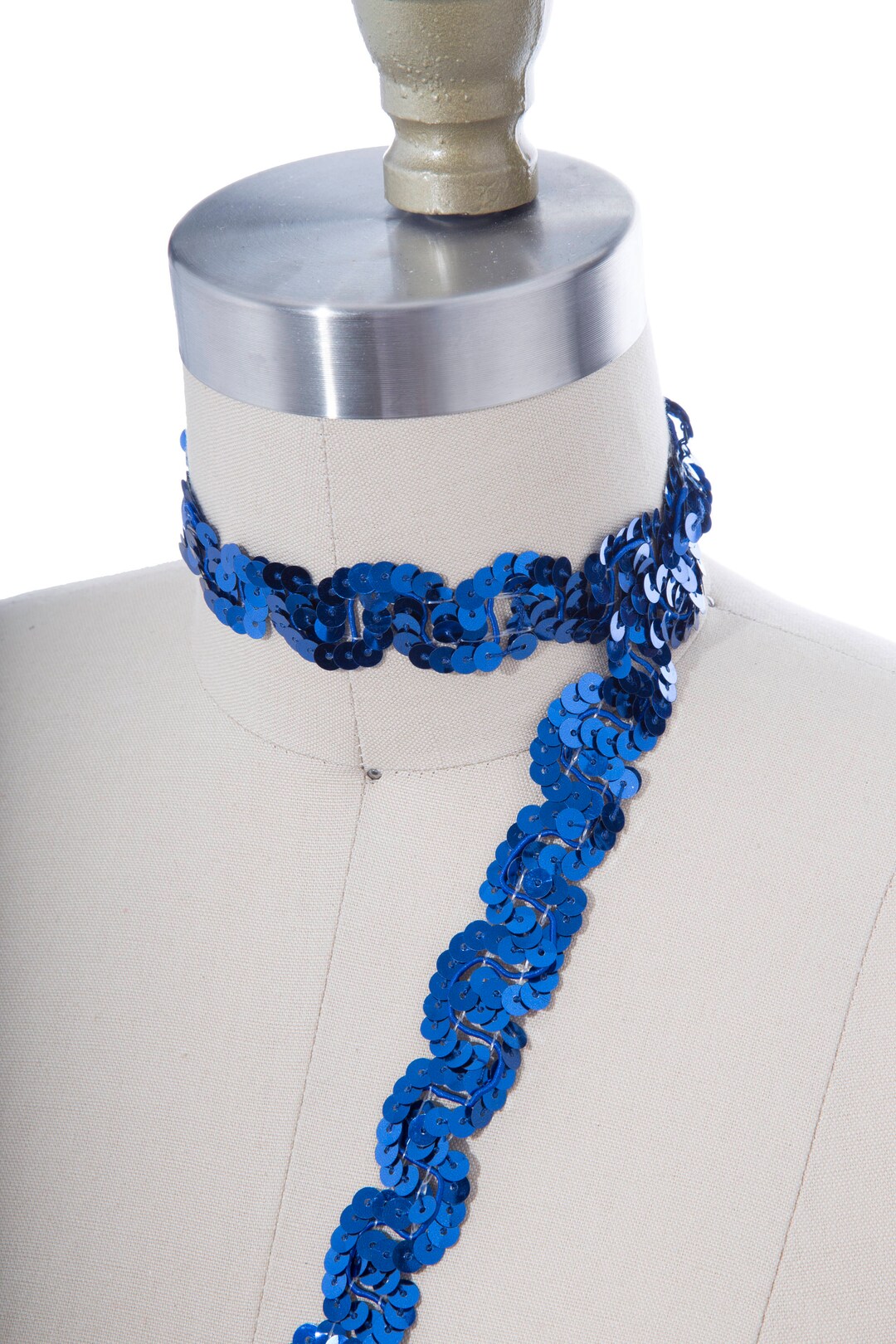 Blue Sequin Trim Blue Ric Rac Sequined Trimming Non Stretch Sequined ...