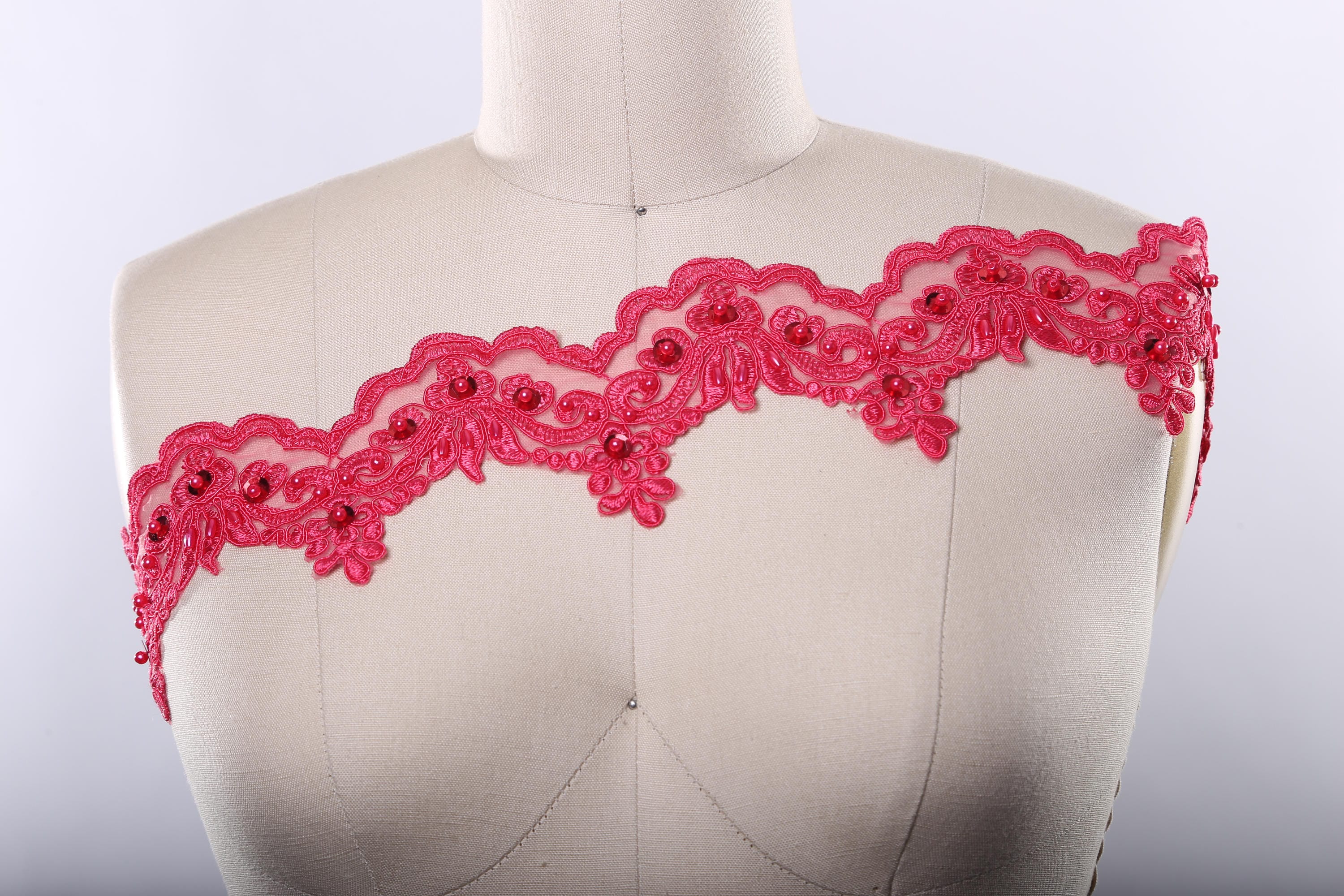 Coral Lace Trim/ Coral Beaded Lace With Sequin Attachments. - Etsy ...