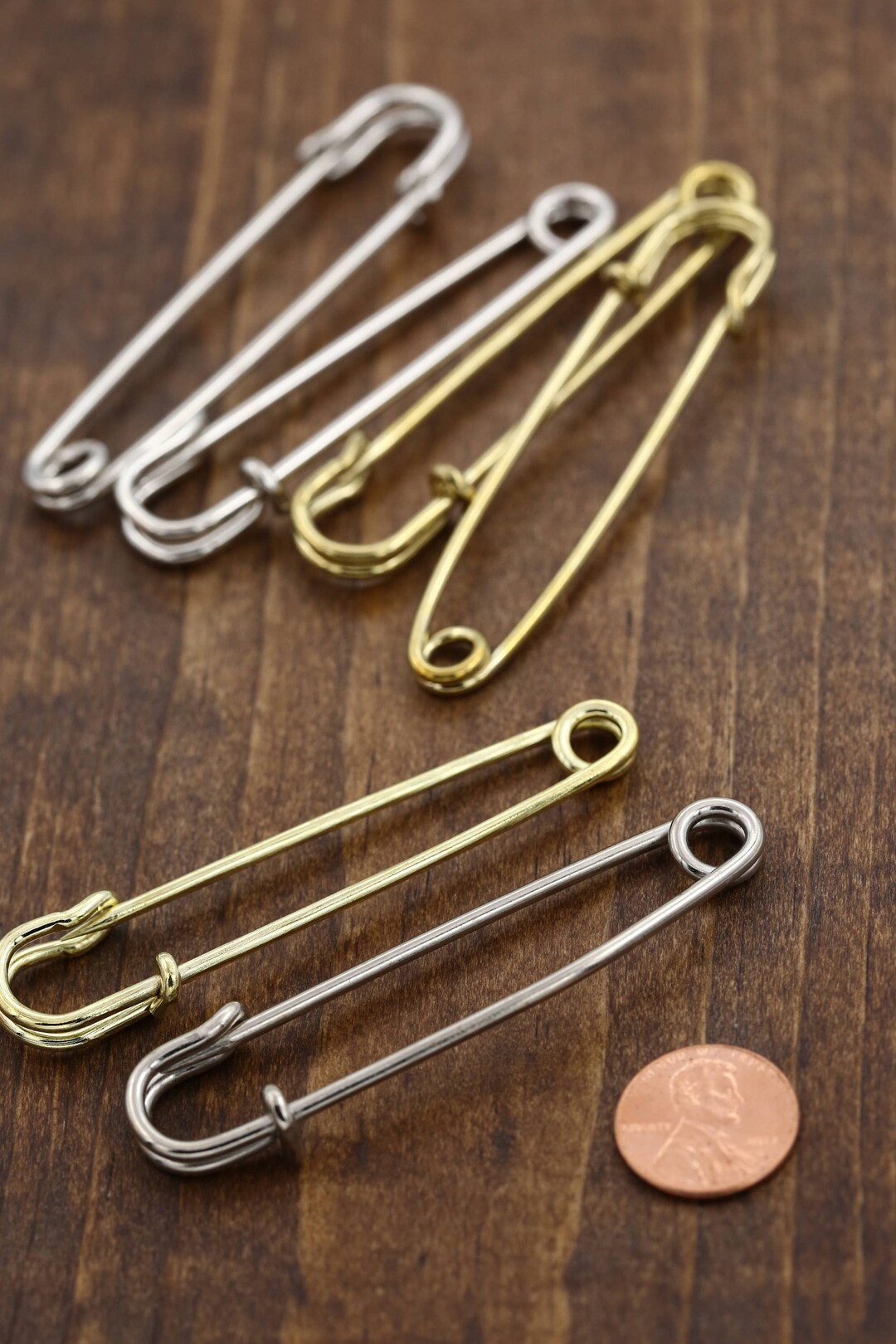 Jumbo Safety Pins / 5 Pieces Gold Large Safety Pins/ 2.75" Mix and ...