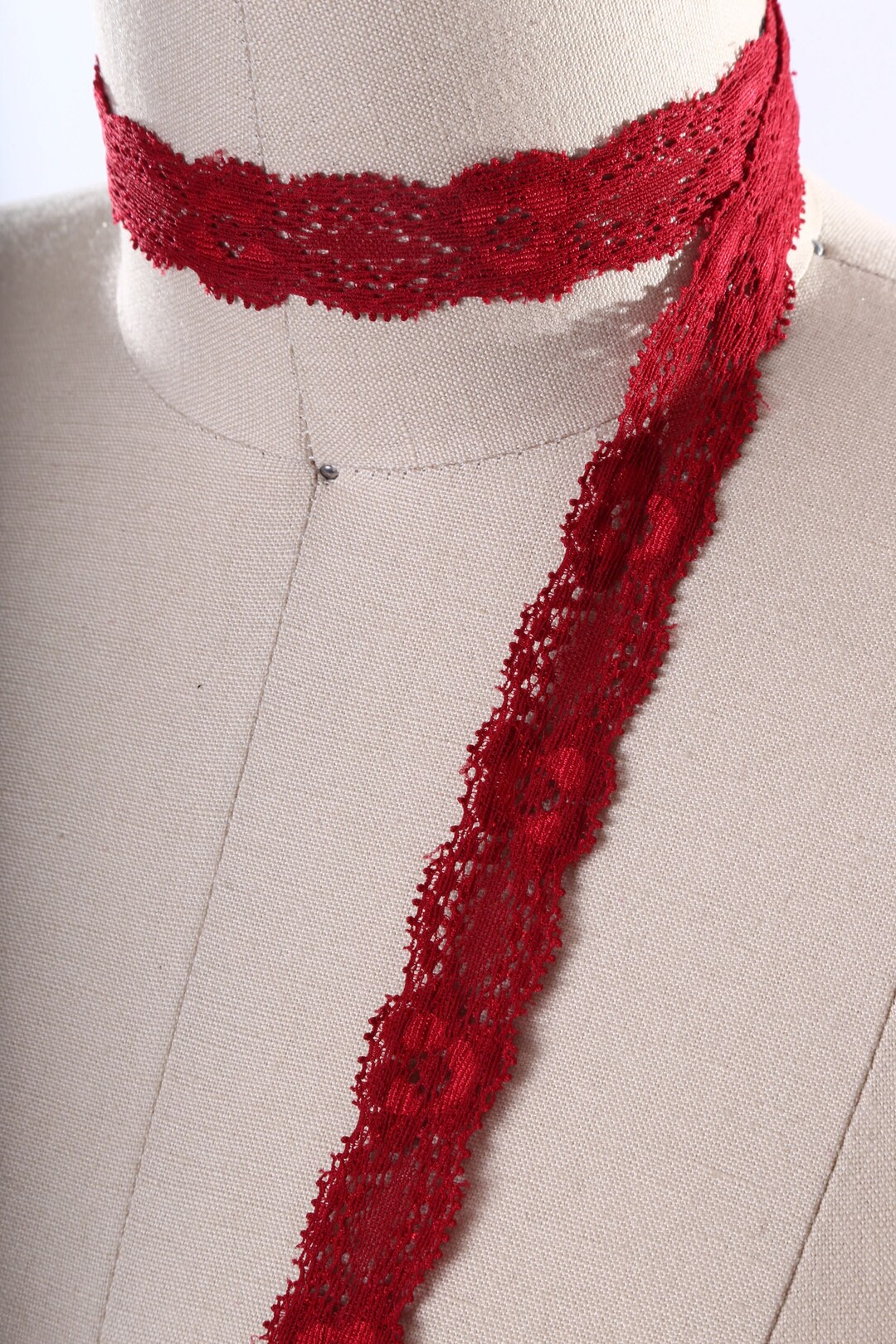 Red Stretch Lace Trim 2 YARDS 7/8 Crimson Red Stretch Lace Trim Red ...