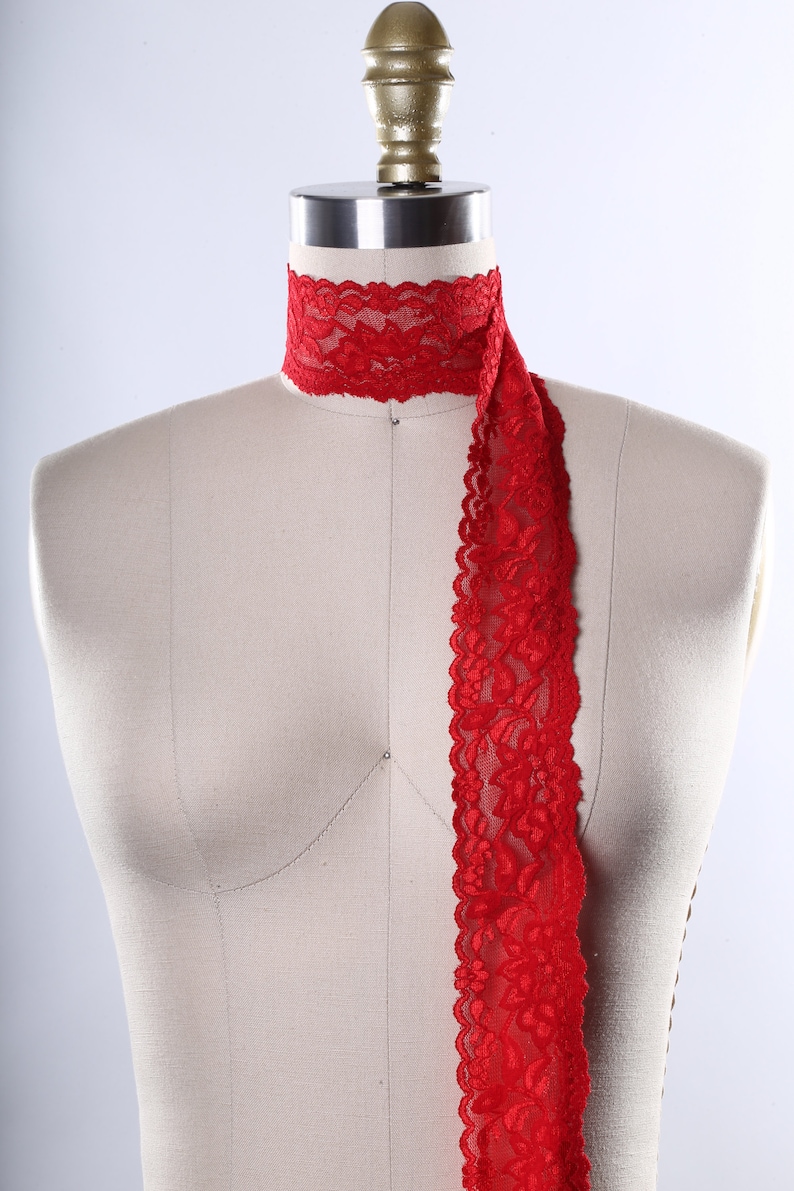 Red Stretch Lace Trim: 2" Elastic Edging, 2 Yards - Etsy