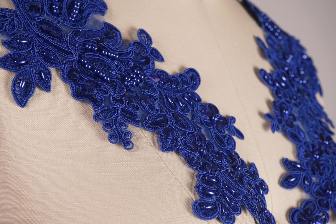 Large Royal Blue Applique/ Beaded Applique in Remarkable | Etsy