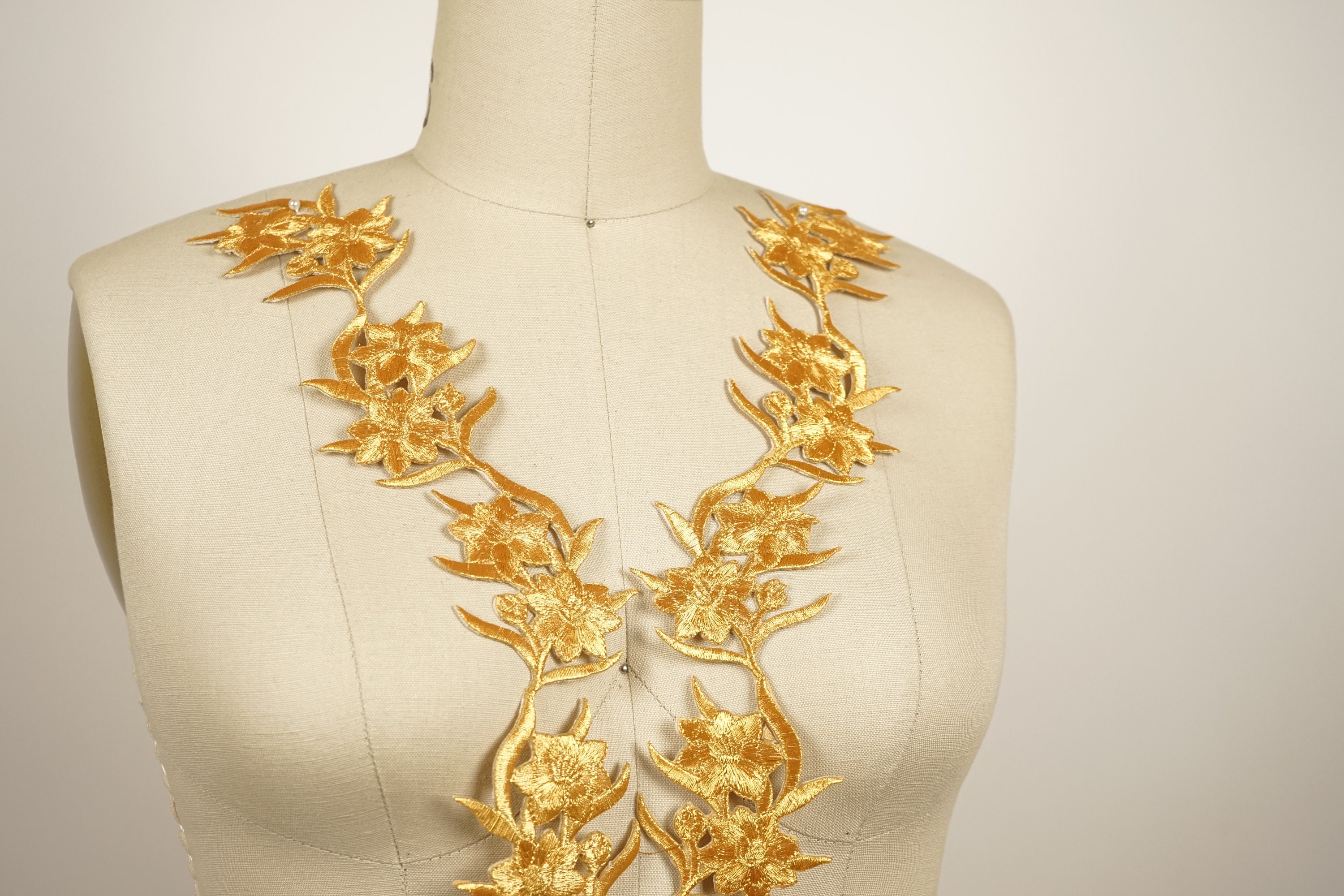 Gold Flower Patch/ Gold Flower Applique / Gold Rose Patch Long | Etsy