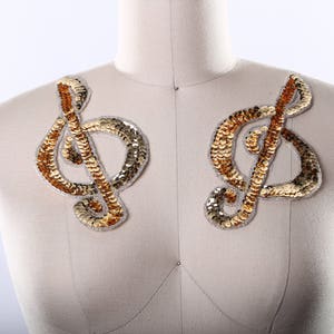 Oversized Gold Sequined Music Note Patch 7.25" X 4" . Perfect for ...