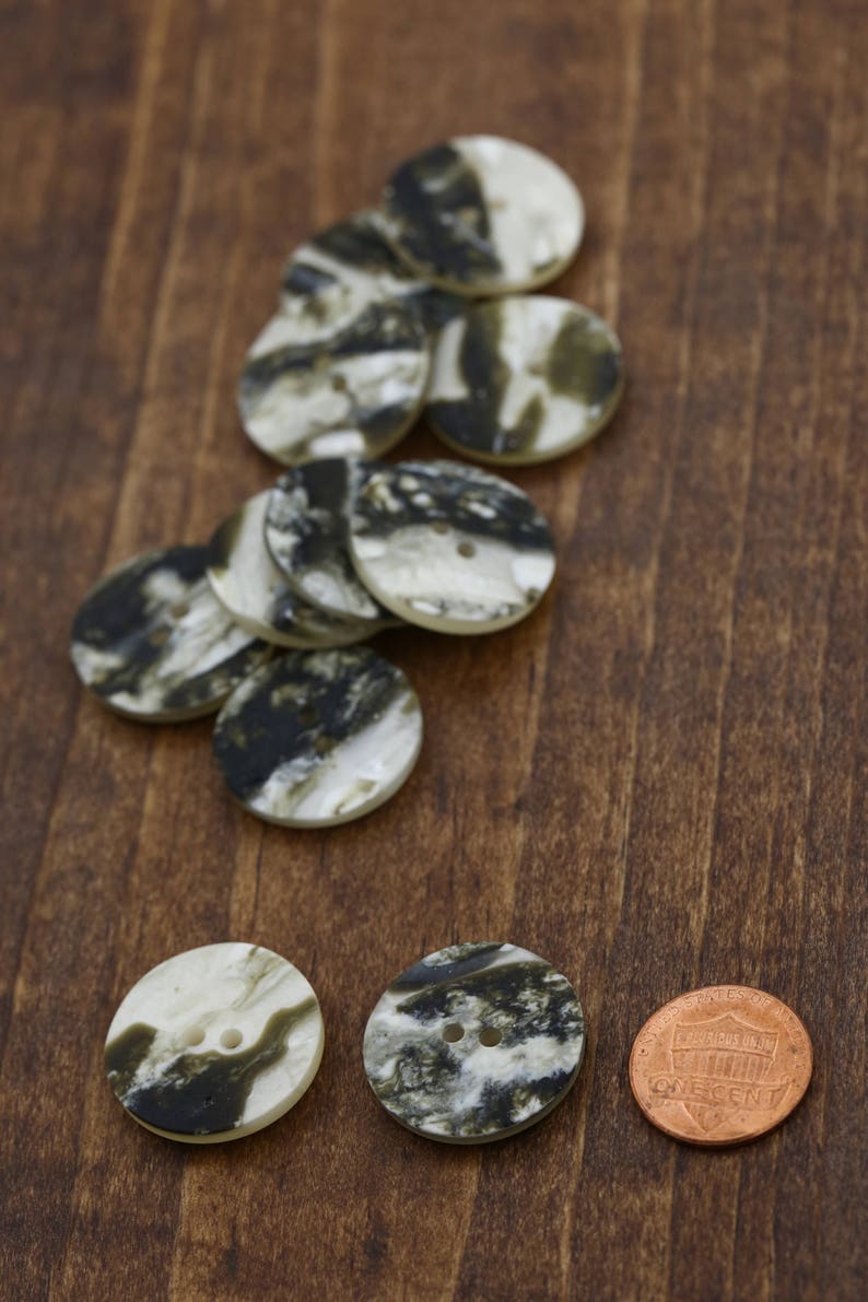 Plastic Faux Shell Buttons/ 1 Dozen Olive Teal Tones/ Rusted | Etsy