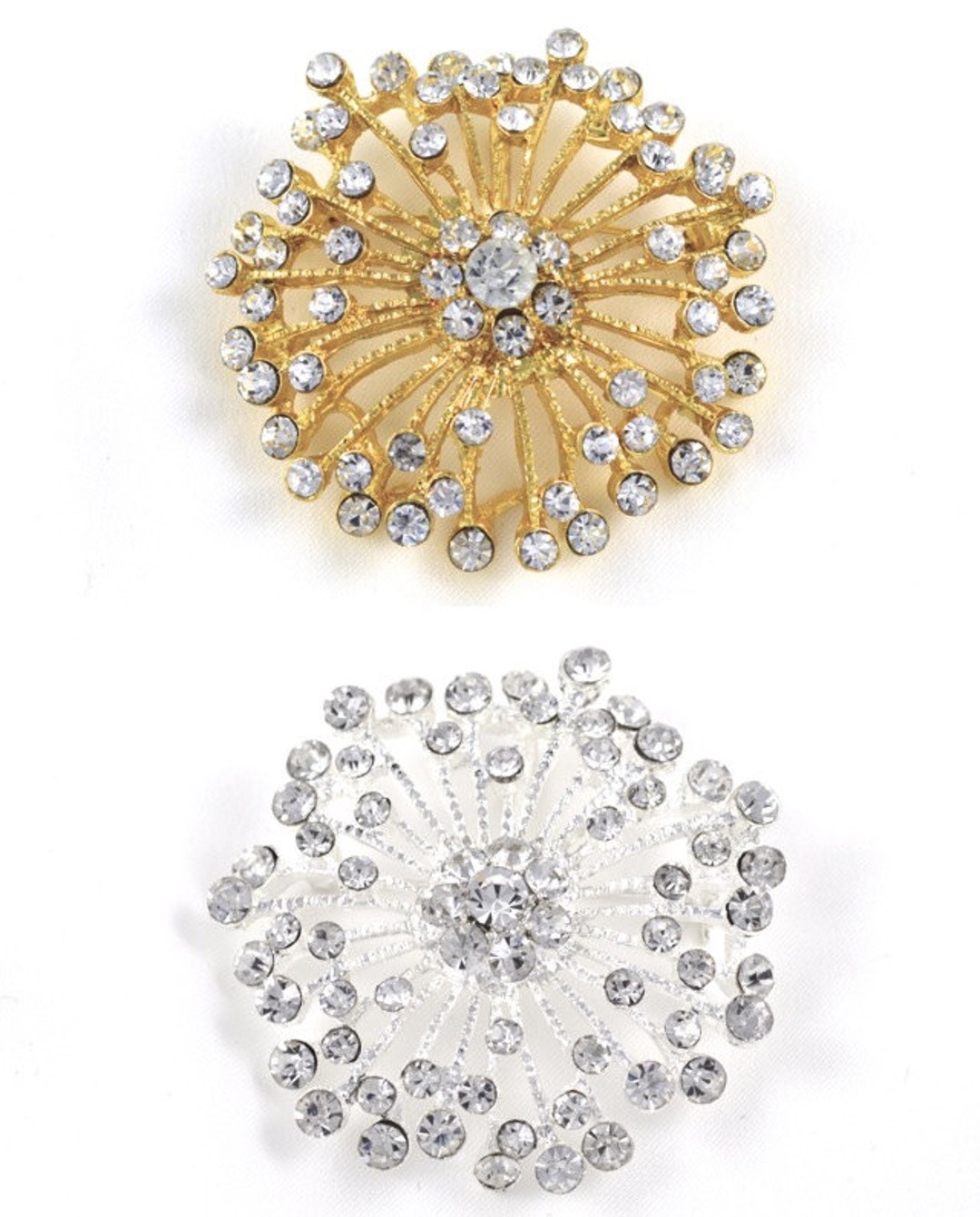 Rhinestone Brooch Memorable Starburst - Available in Gold and Silver ...