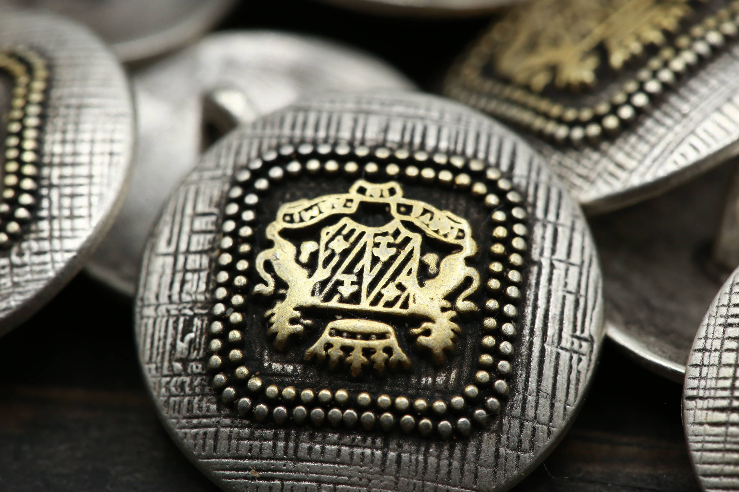 Antique Gold and Silver Metal Button/ Metal Buttons/ Scratched | Etsy