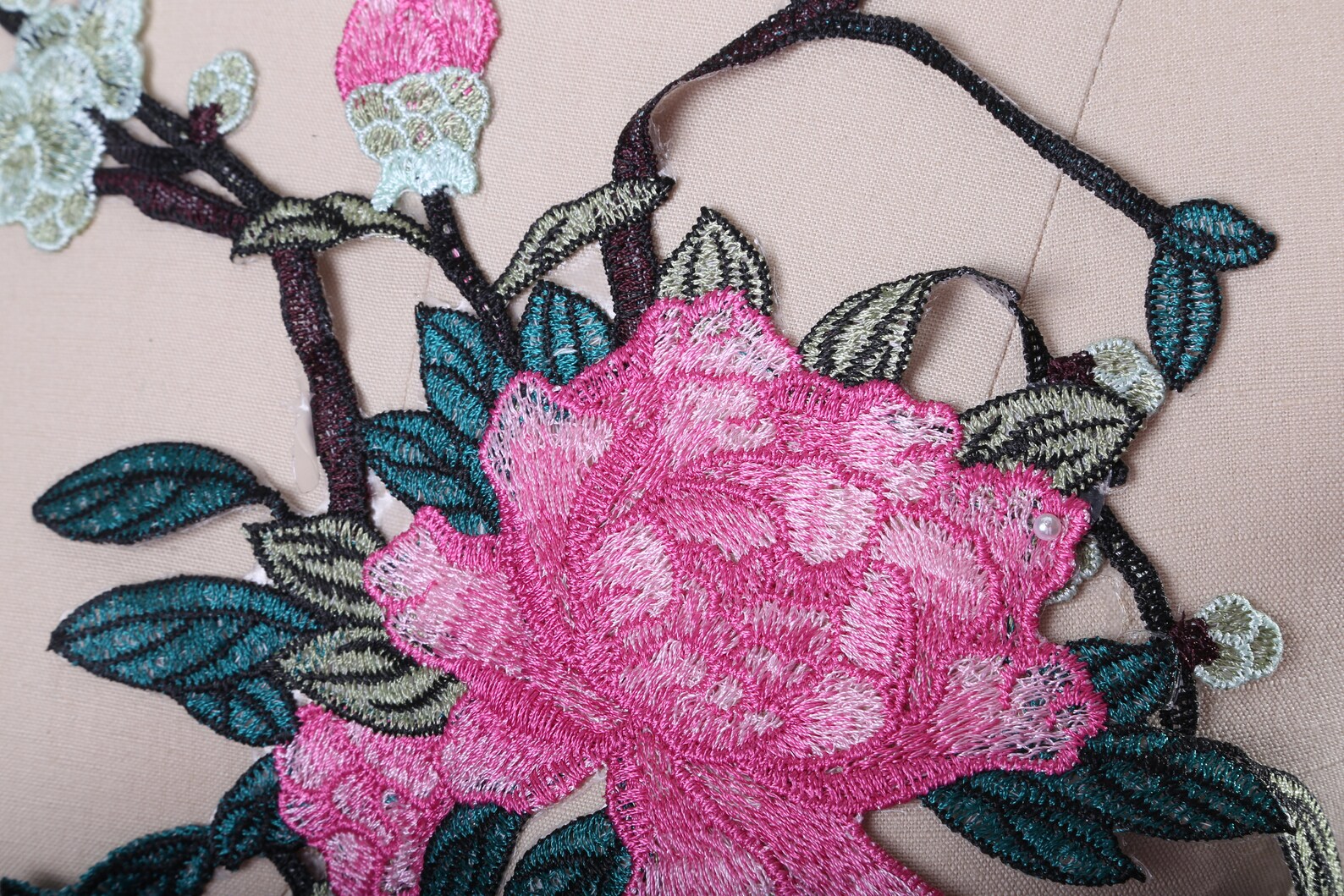 Pink Rose Patch Flower Applique Birds of a Feather Dramatic - Etsy