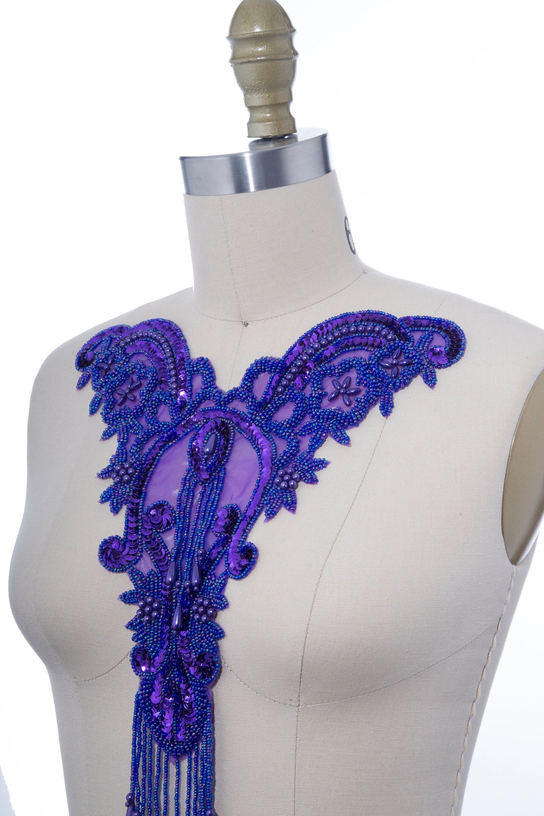 Purple Applique Purple Neck Line Applique. Purple Beaded Applique ...