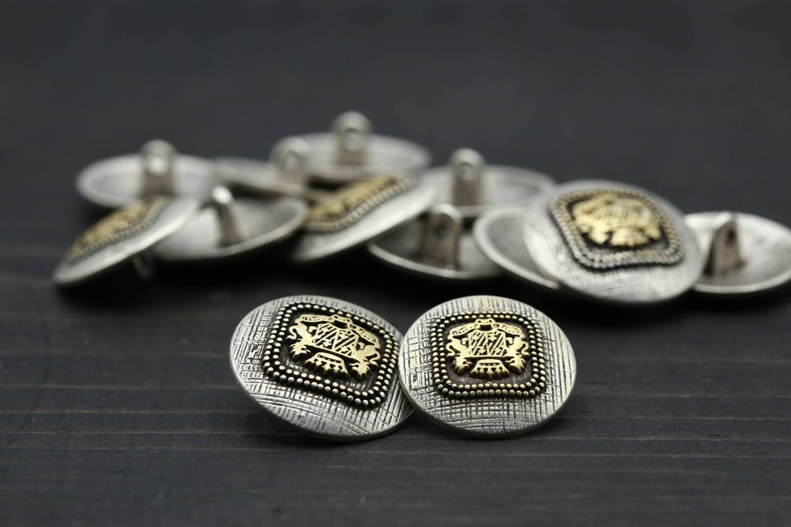 Antique Gold and Silver Metal Button/ Metal Buttons/ Scratched | Etsy