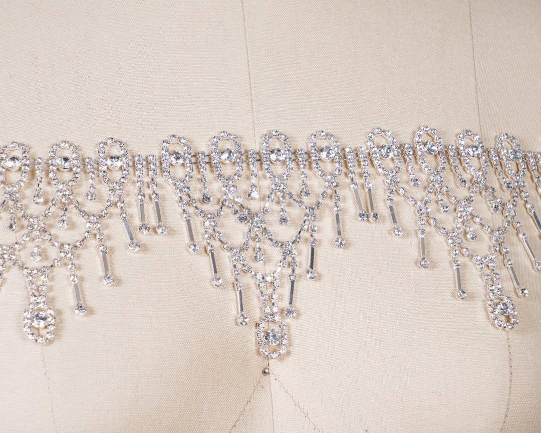 Rhinestone Fringe Trim With Teardrop Stones and Scalloped Shaped 18 ...