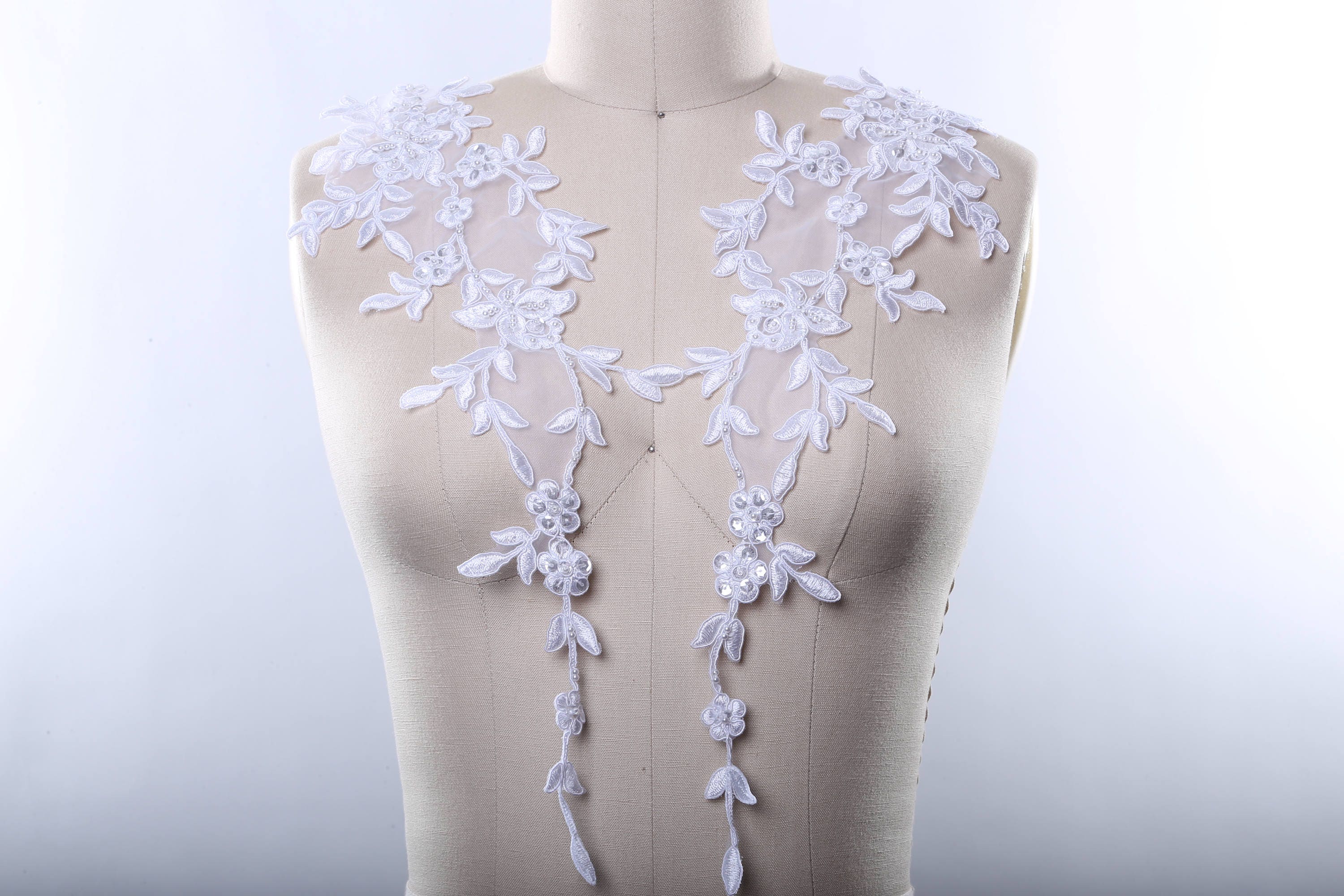 White Applique Bridal Applique White Applique/ White Beaded | Etsy