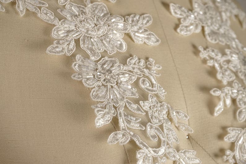 Ivory Applique White Applique/ White Beaded Applique Profoundly Beaded ...