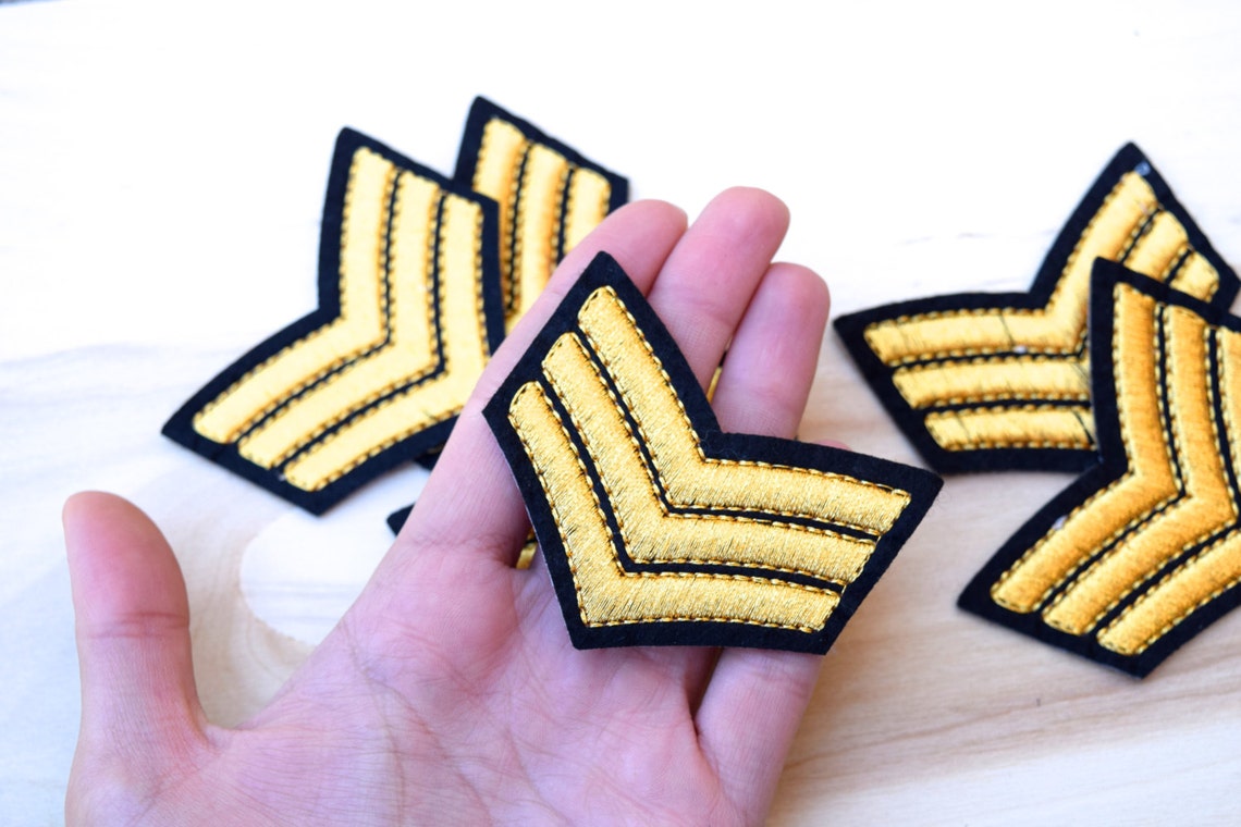 Metallic Embroidery & Black Felt Arrow Sergeant Patch Iron | Etsy