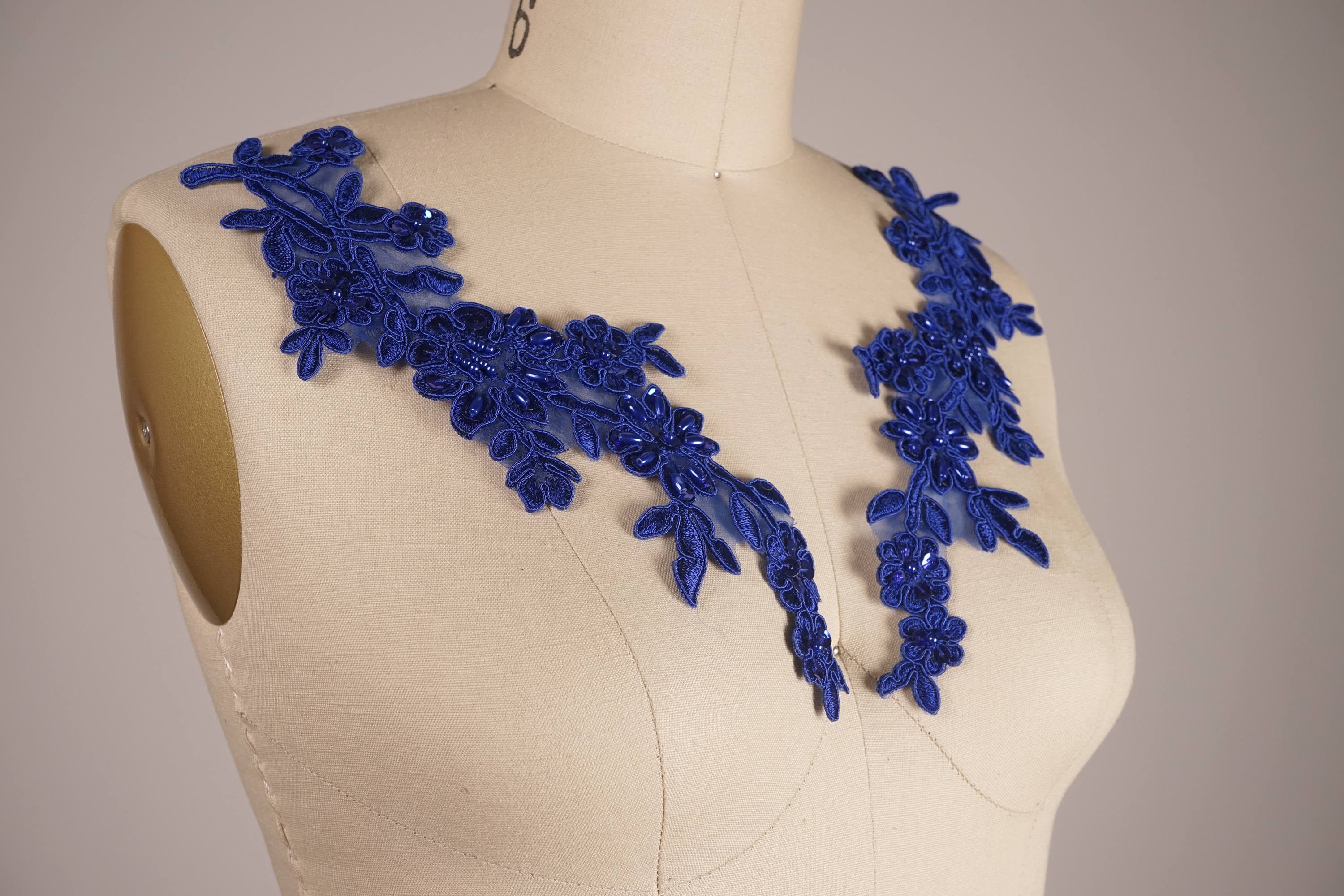Royal Blue Applique Royal Blue Floral Applique Symmetrical Two | Etsy