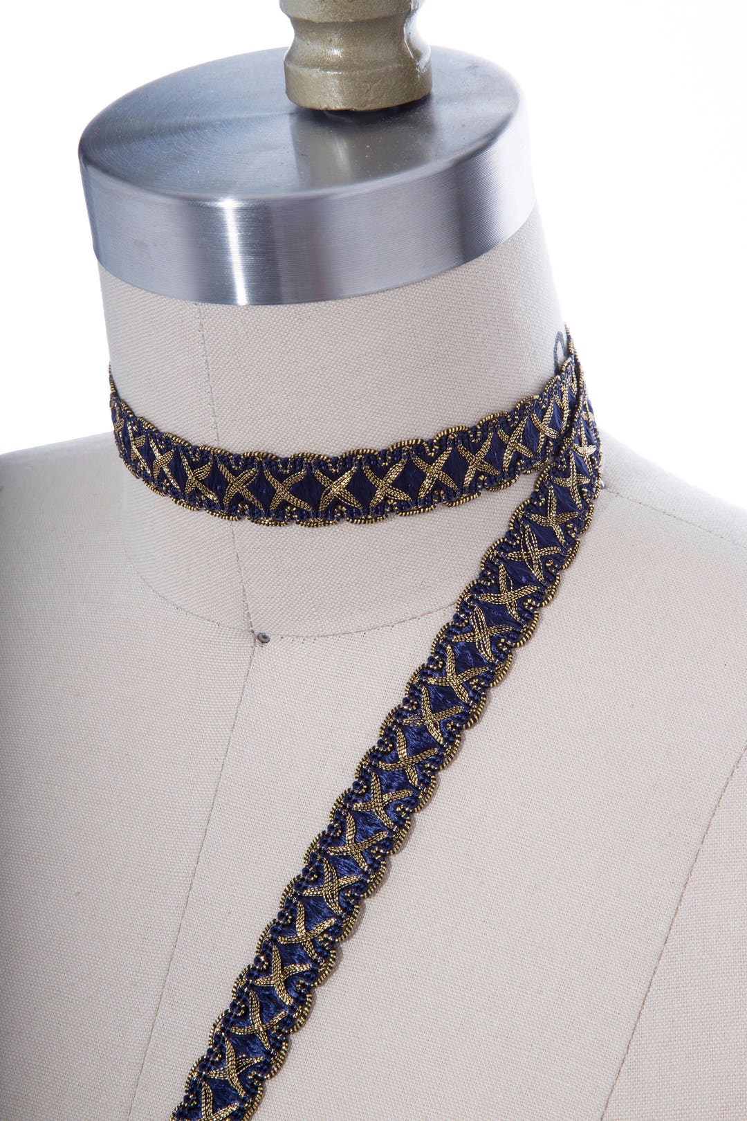 Navy Blue Upholstery Gimp 2 YARDS Gold and Navy Furniture Gimp Trim ...