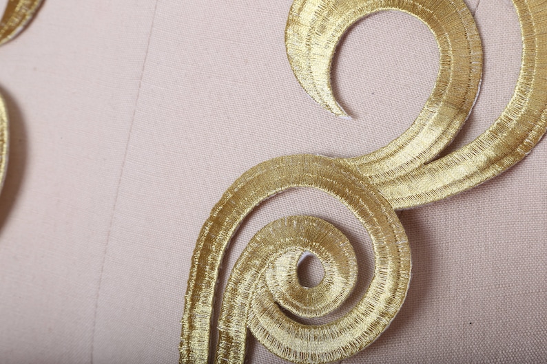 2 Antique Gold Embroidery Patch Iron on Appliques Mirrored Swirl ...