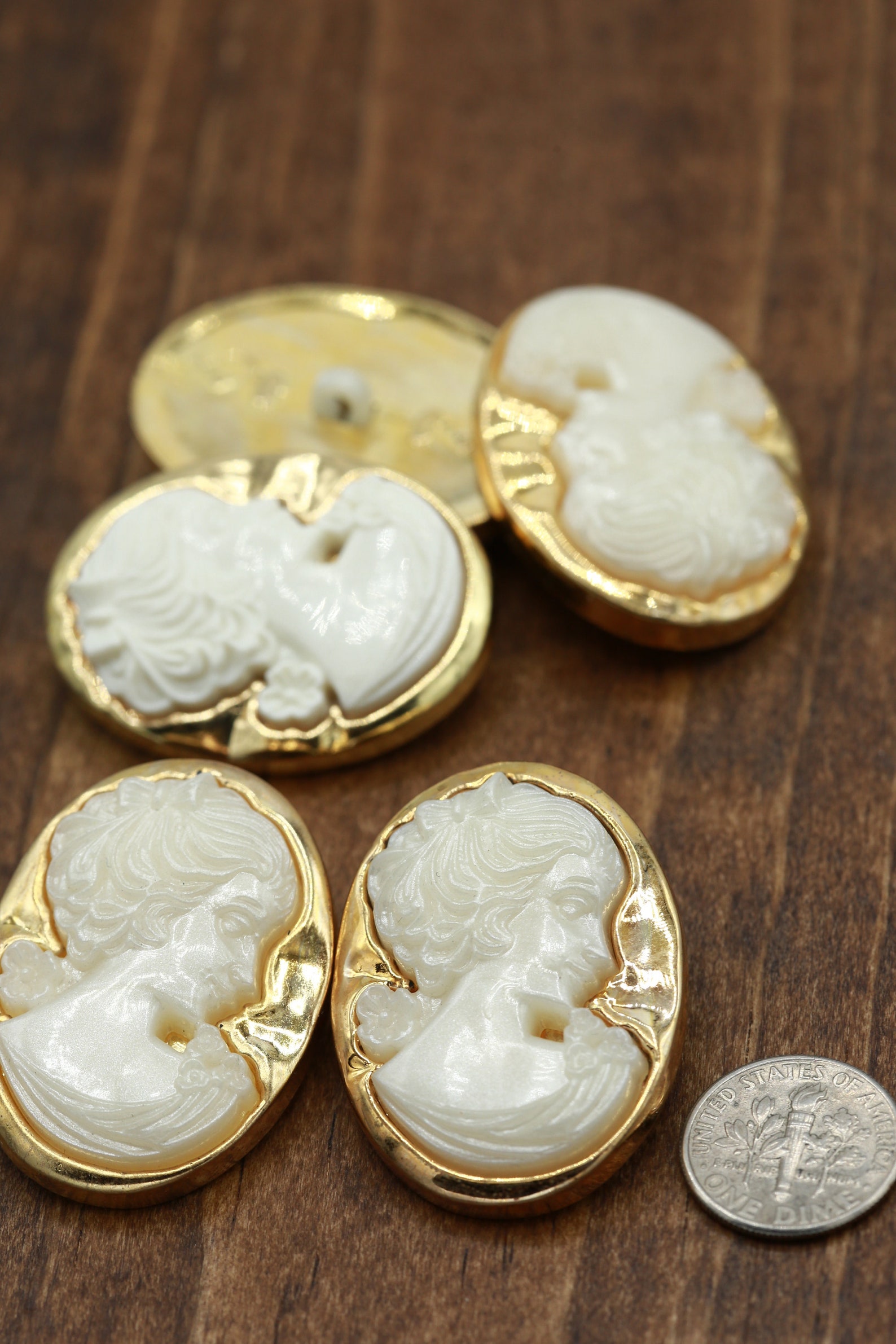 Cameo Button Plastic Gold Background and Ivory Female Face - Etsy