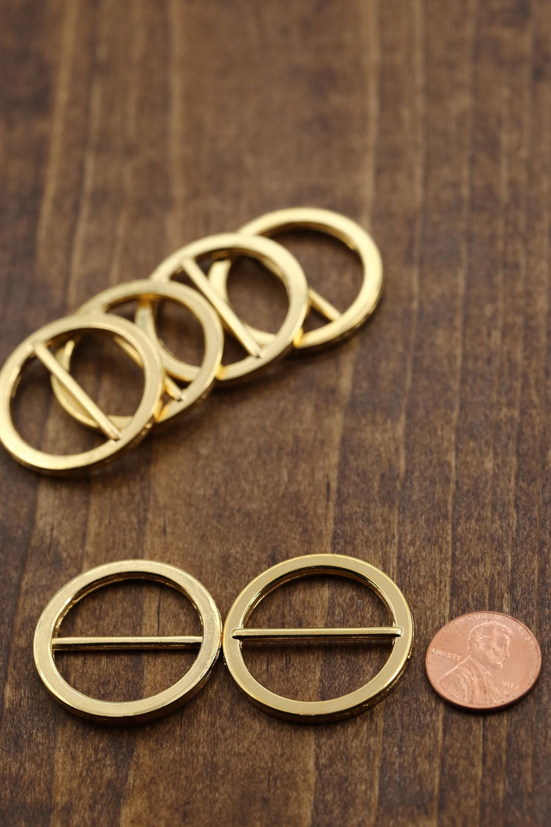 Gold Slider Buckle With Bar in Center. 2pcs Small Gold Buckle Round ...