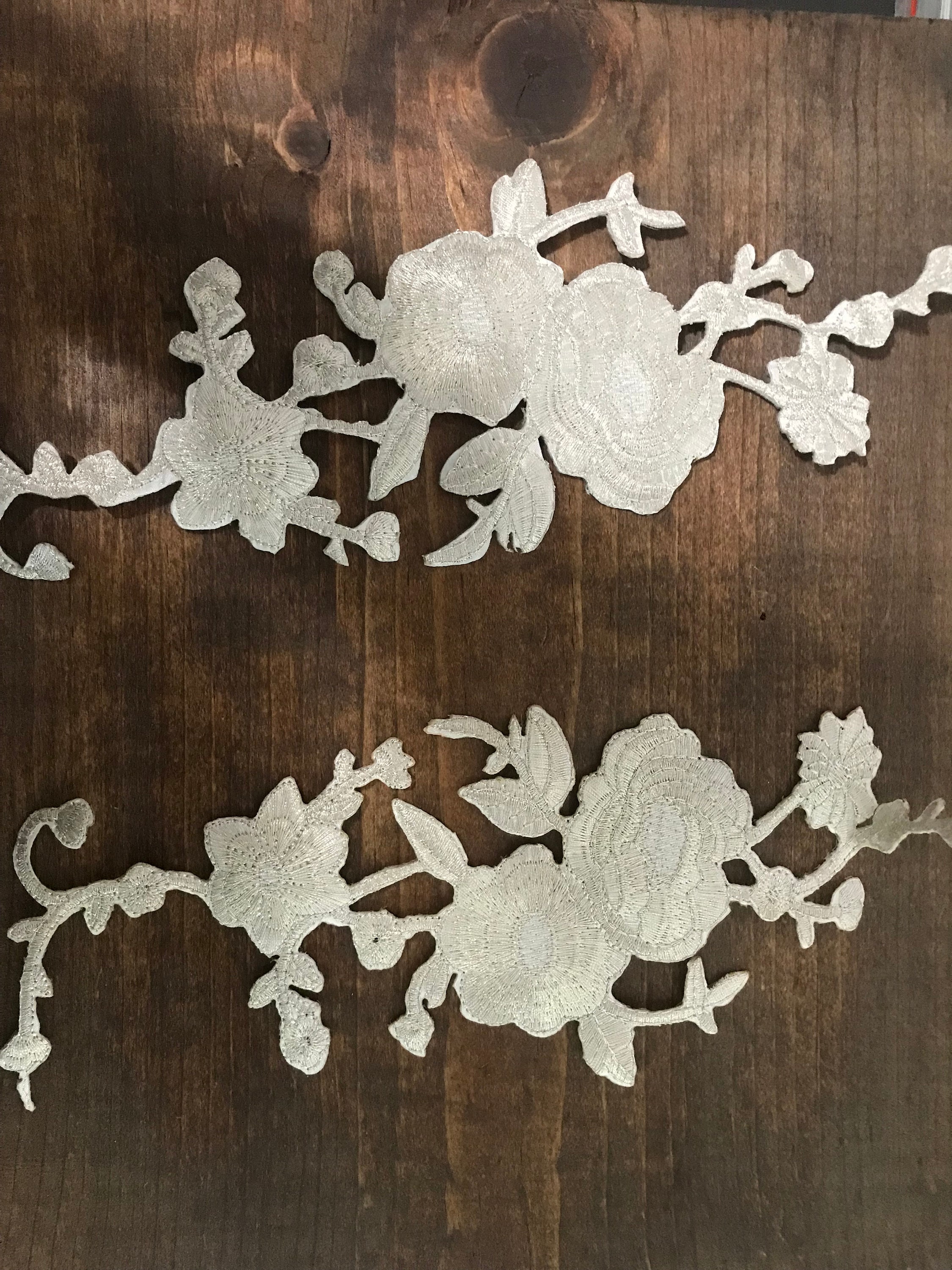 Silver Flower Patch Set Iron on Flower Patch Silver Embroidery - Etsy