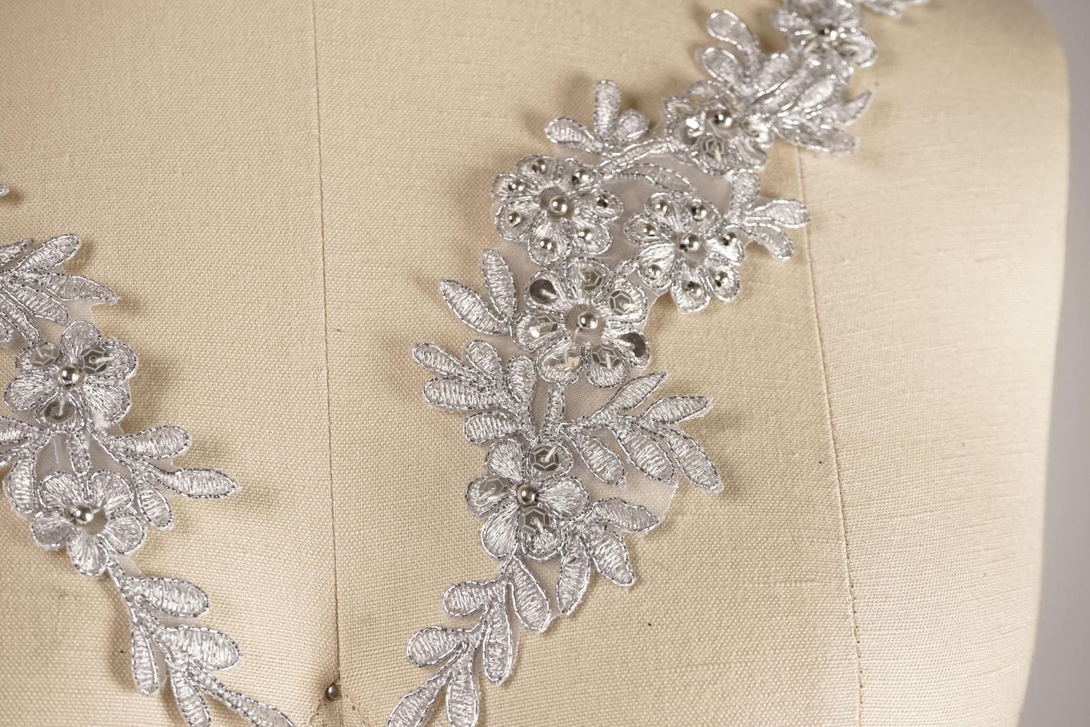 Metallic Silver Applique/ Silver Lace Applique/ Gray Metallic - Etsy