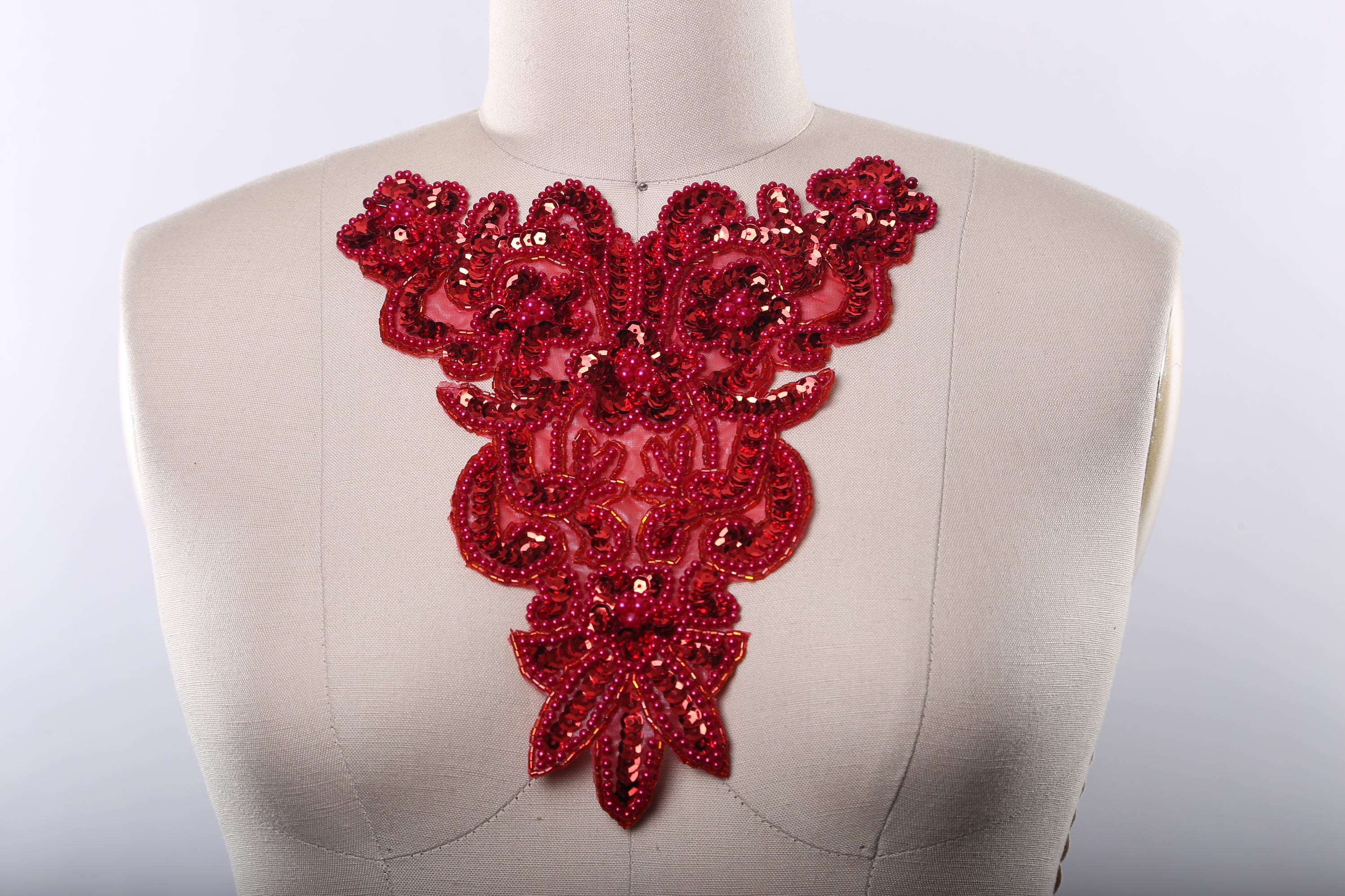 Red Applique/ Red Sequined Applique Red Beaded Applique/ Red | Etsy