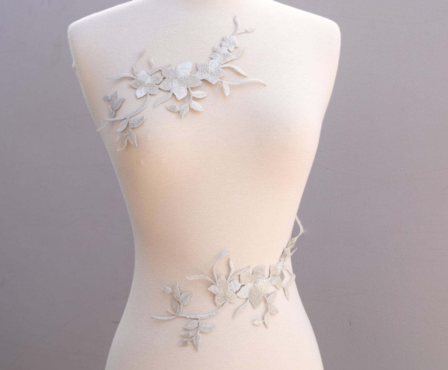 Silver Flower Patch 2 Icy Metallic Silver Flower Patches/ - Etsy