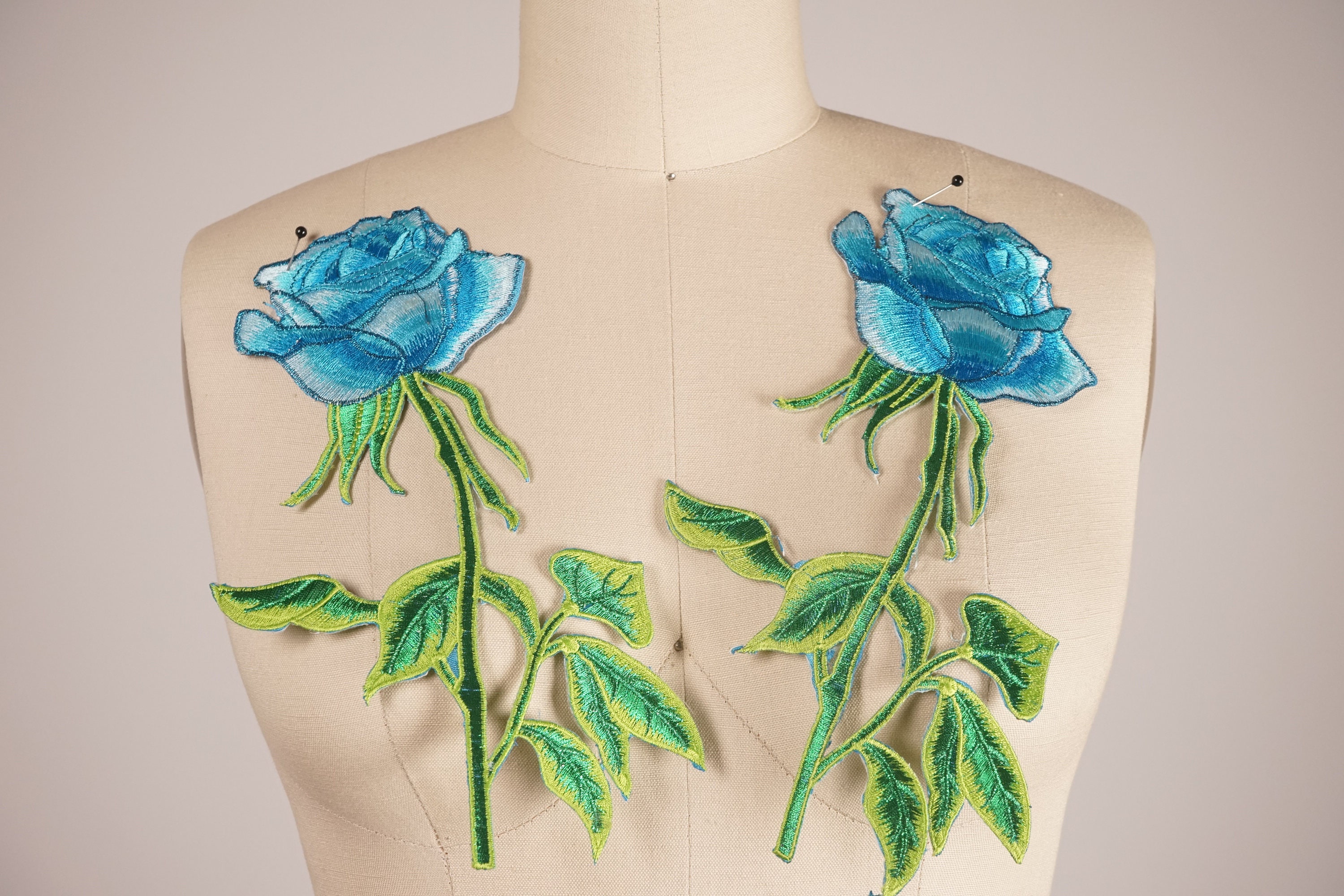 Blue Flower Applique Blue Flower Patch Blue Embroidery Flower - Etsy