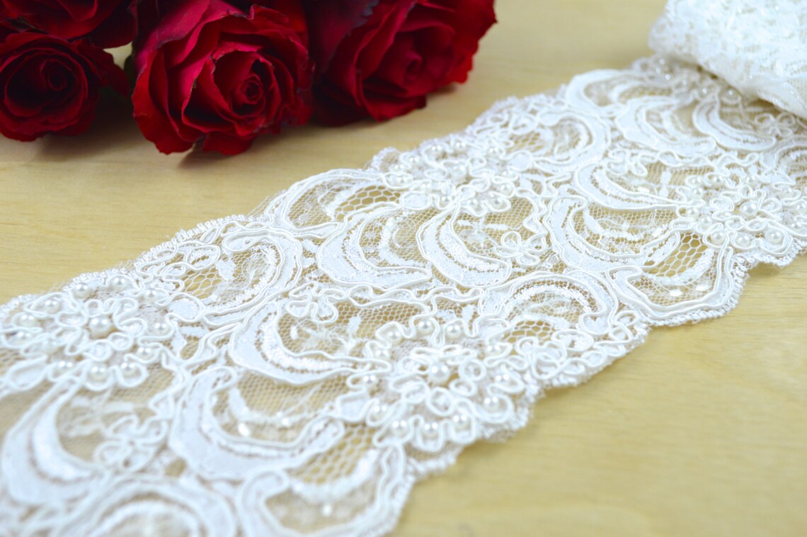 White Bridal Lace Trim/ Ivory Bridal Lace Trim/ Oppulent - Etsy