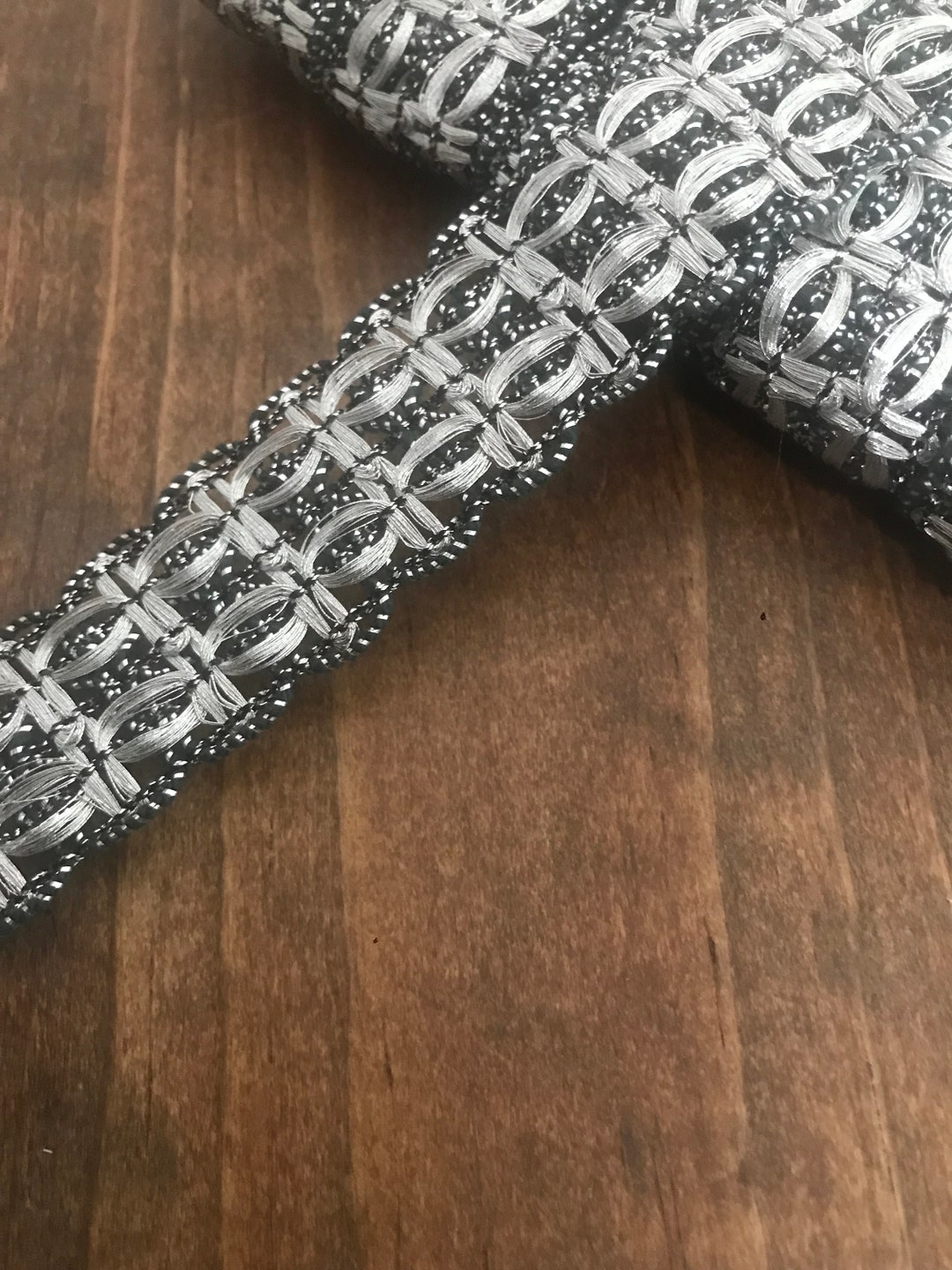 Gunmetal and Silver Lace Gimp Pull Through Threading Silver Metallic ...