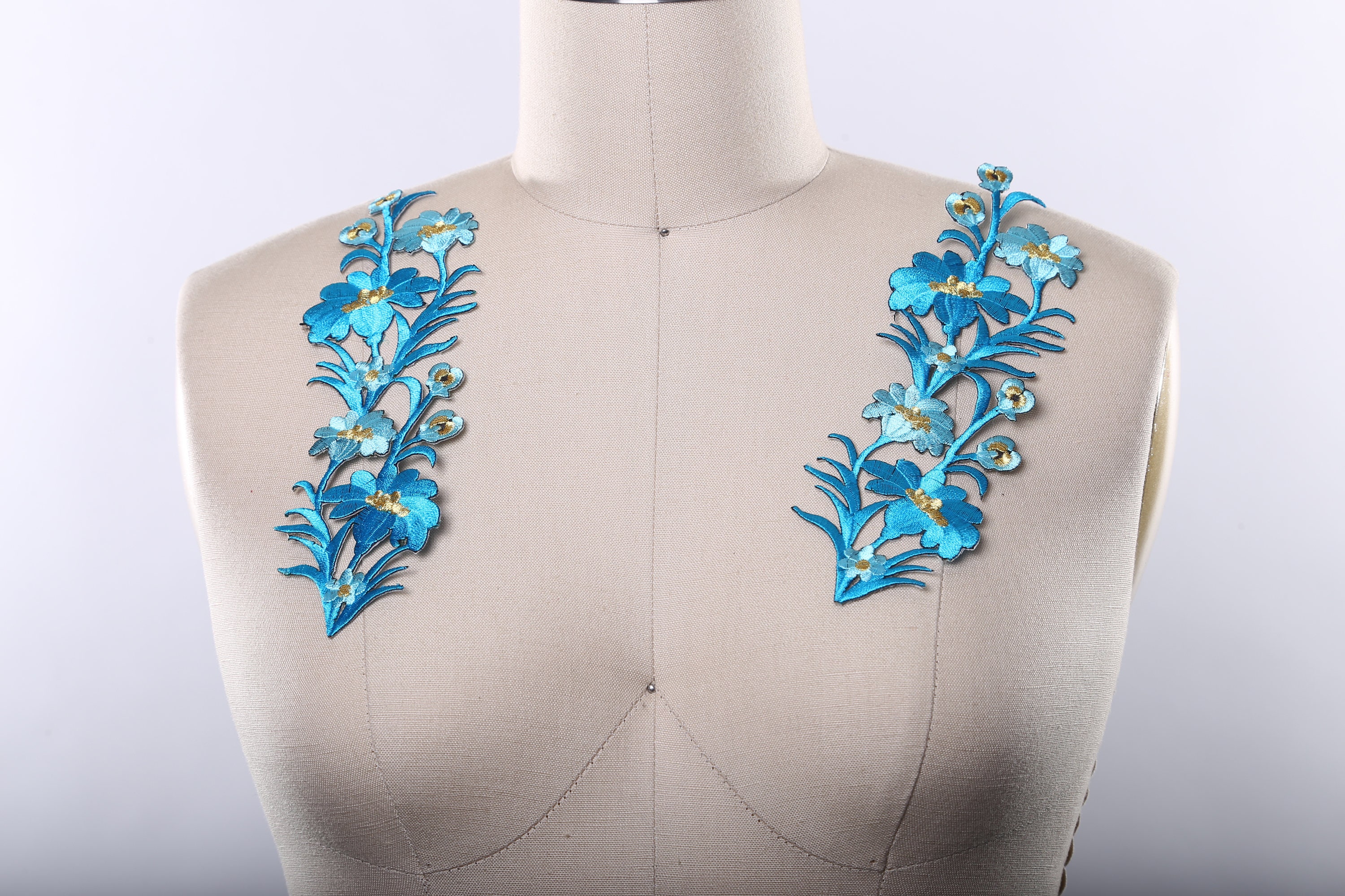 2 Blue Flower Patch/ Blue Embroidery Flower Electric Blue | Etsy