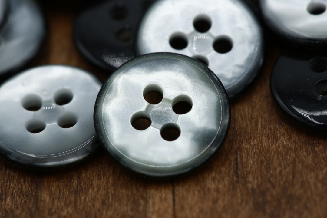 Gray Faux Shell Button 12 Pieces Four Holes Luminous Center 15 - Etsy