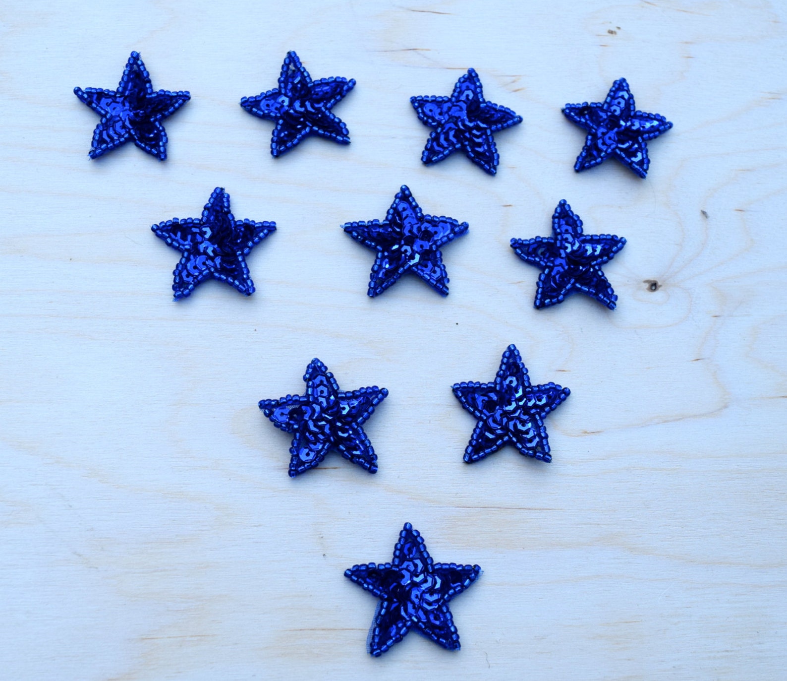 3 Mini Royal Blue Star Patches With Sequins and Beading - Etsy