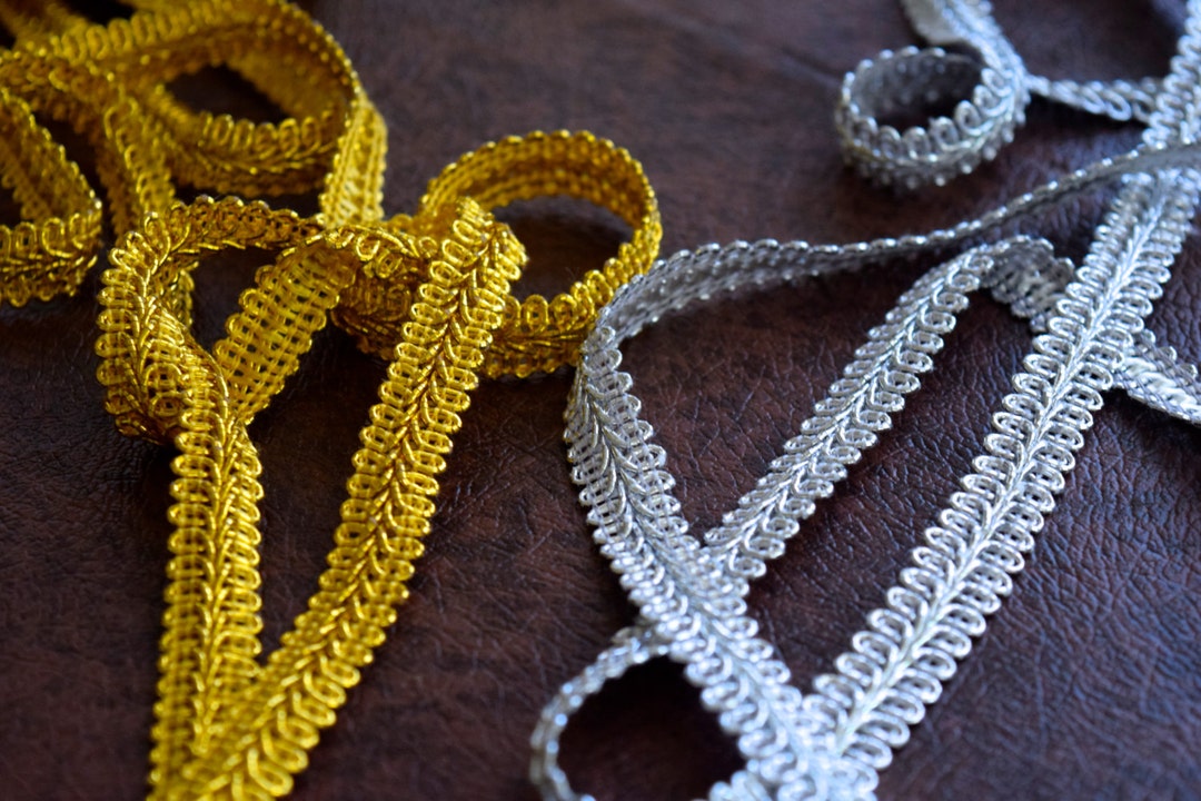 5/8" Metallic Gold or Silver French Gimp 2 YARDS Decorative Braid Trim ...