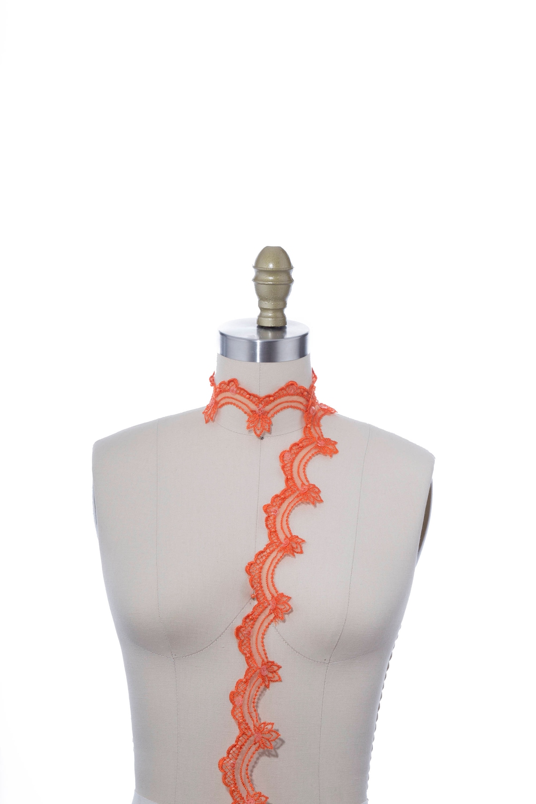 Orange Lace Trim Tangerine Orange Beaded Lace Trim/ Polyester Orange ...