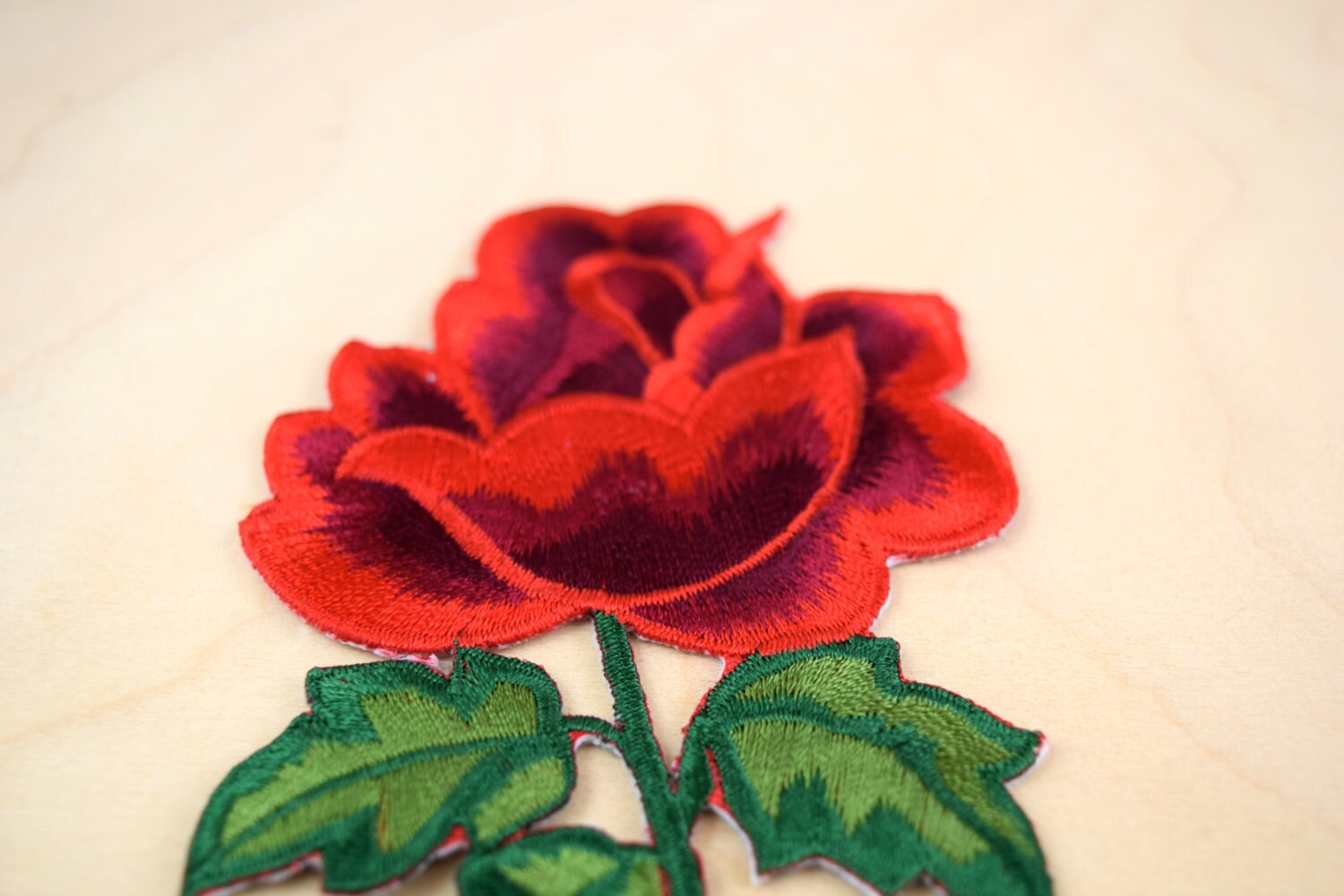 Rose Patches 2 Red Rose Embroidery Patches Strickingly Vibrant - Etsy