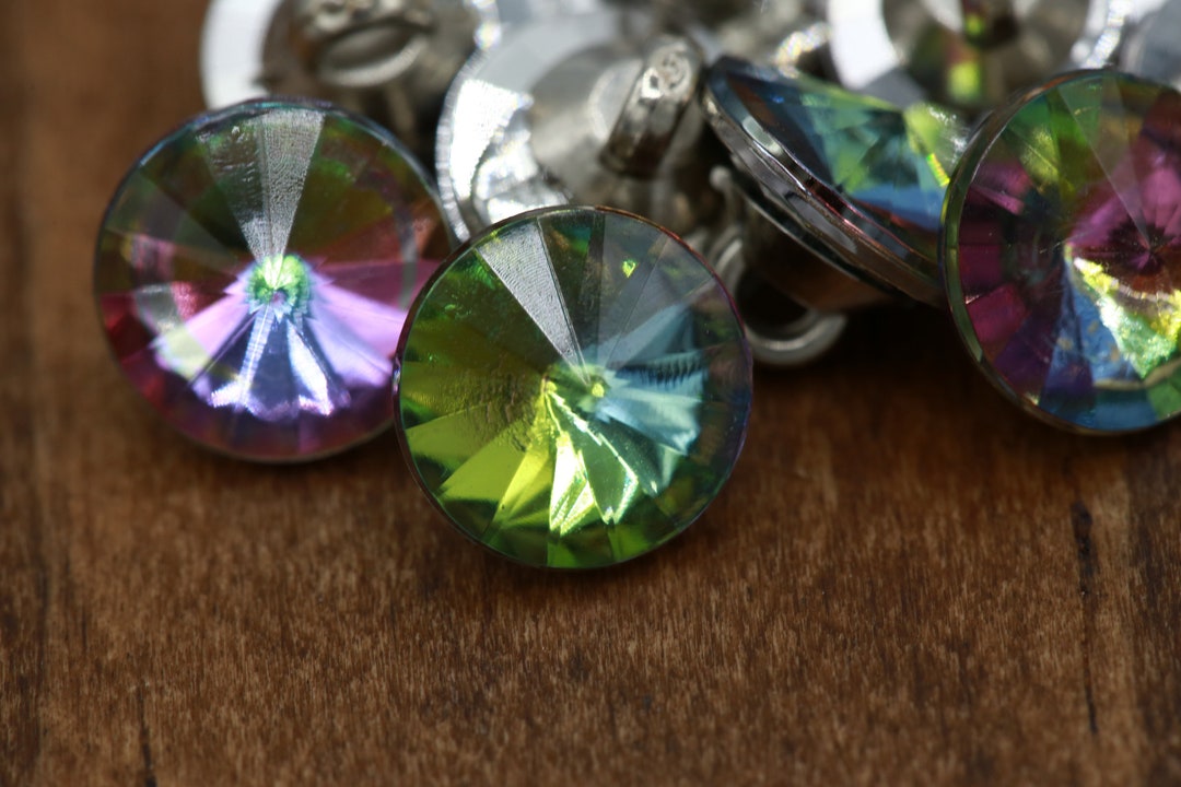 Iridescent Plastic Button 12 PIECES Acrylic Plastic Button Shank ...