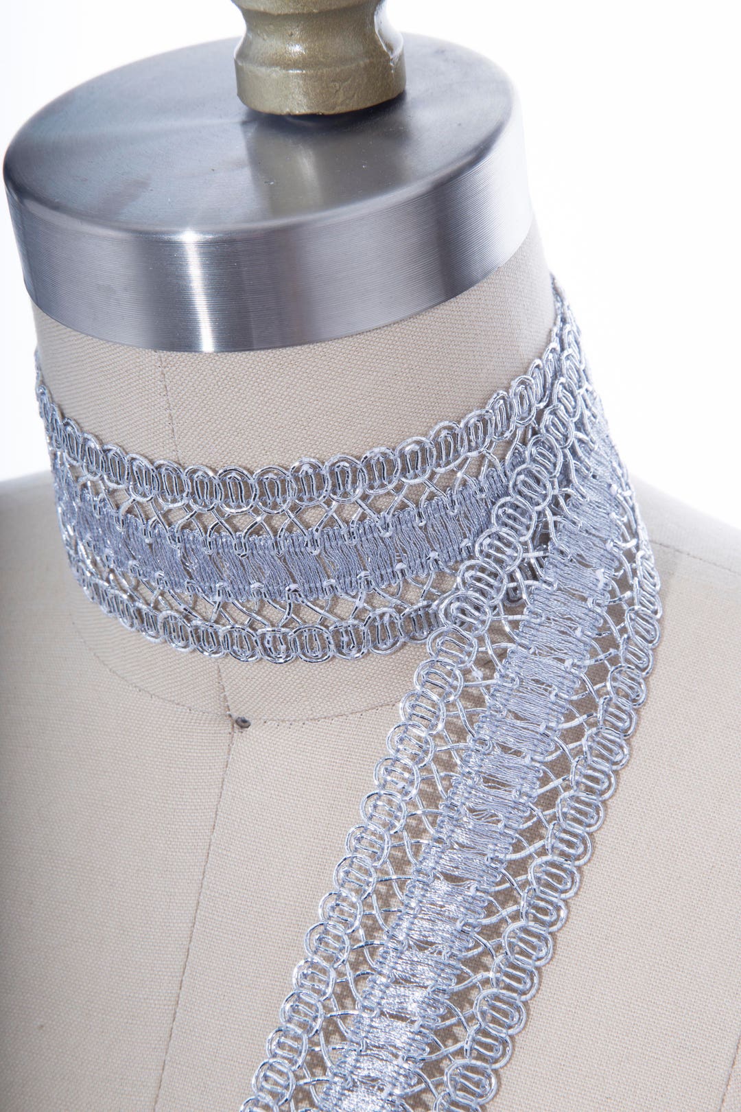 Silver Gimp Trim or Gold Gimp Wide Metallic Crochet Like Woven Gimp for ...