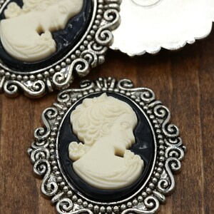 Cameo Button Ivory Face Gold Background and Silver Frame - Etsy