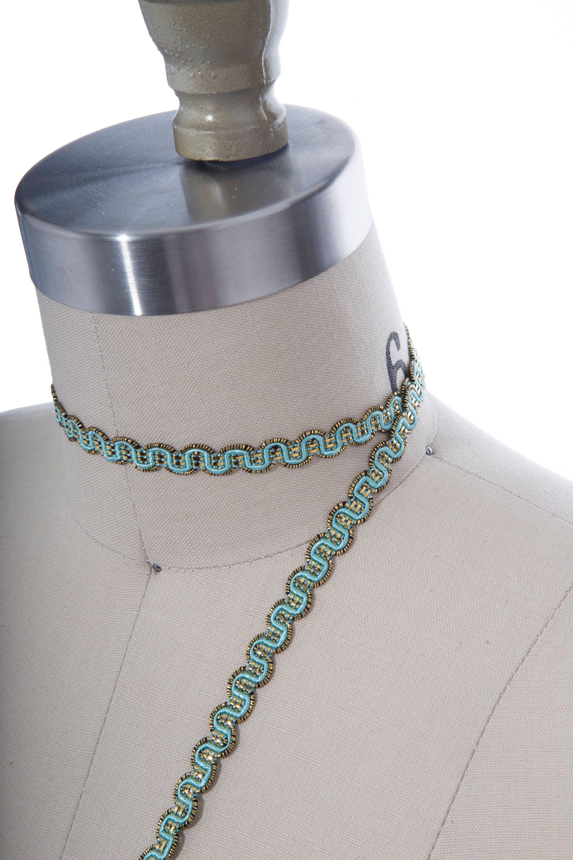 2 Yards Mint Green and Antique Gold Gimp Trim/ Scroll Gimp | Etsy